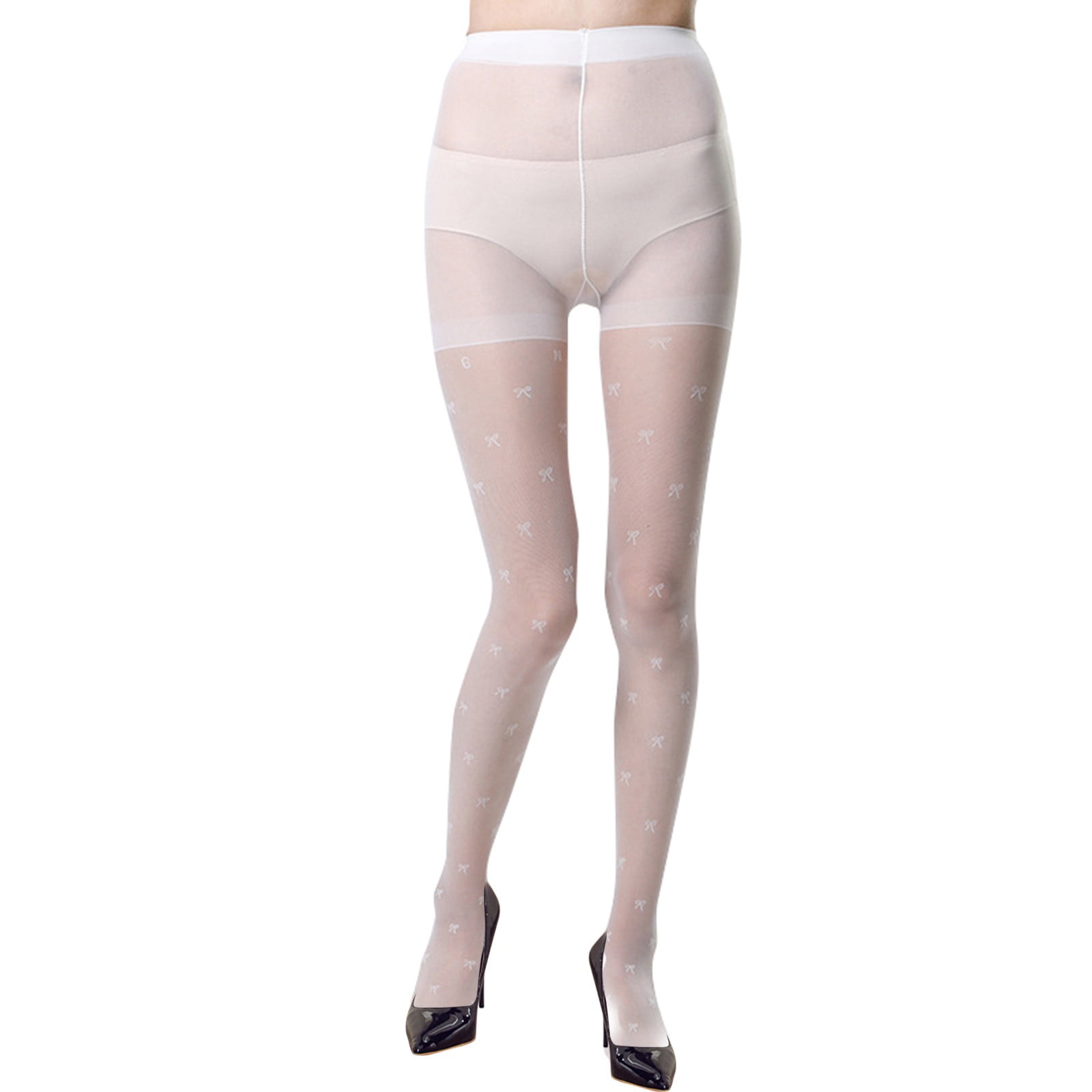 JUNYUI Summer Thin Style with Any Bow Cut Jacquard Stockings and Pants Simple Black Skin ...