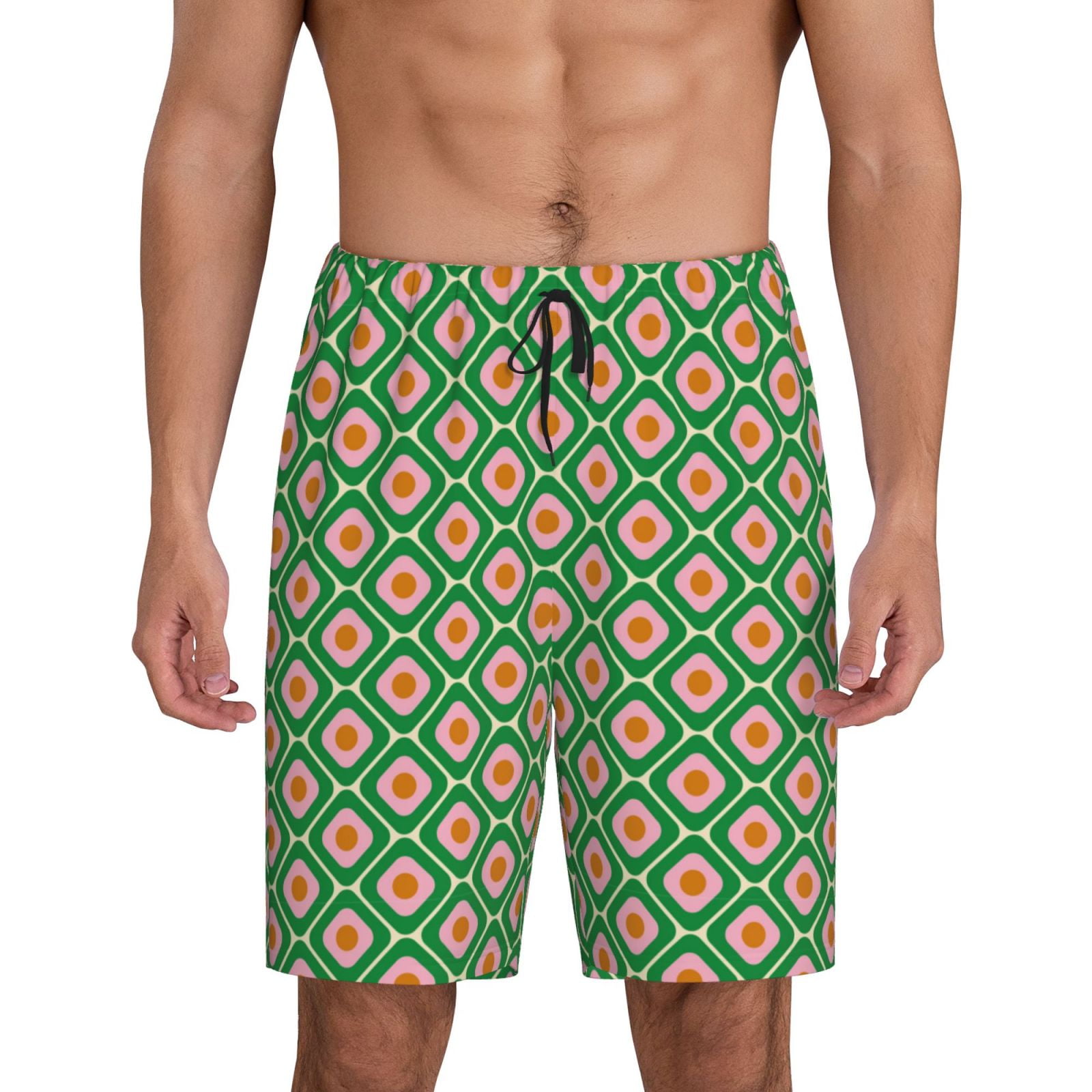 JUNZAN 60s and 70s Style Pattern Sleep Pajama Shorts for Men,Men's ...