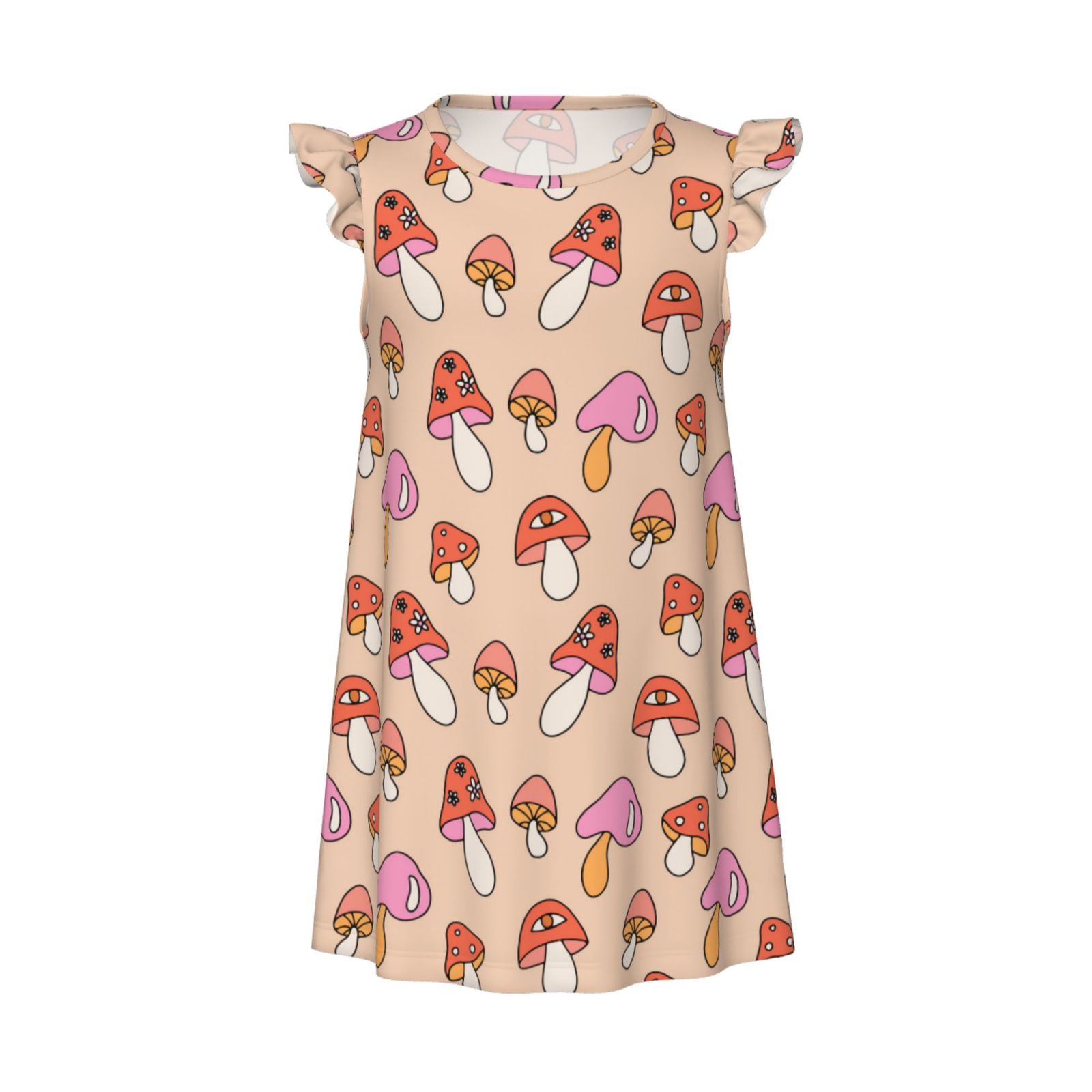JUNZAN 70s Mushroom Print Girls Nightgown Pajamas - Soft Toddler ...