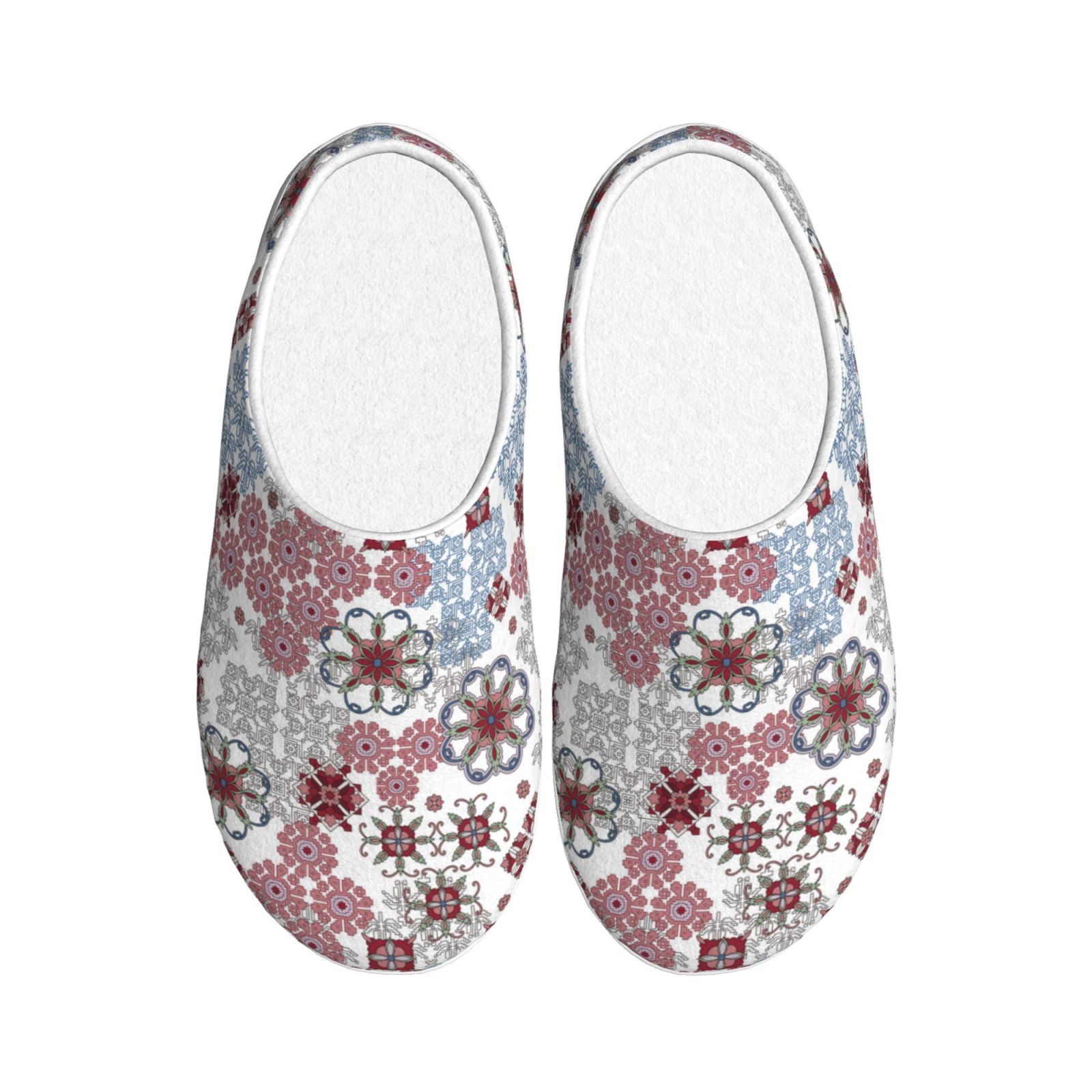 JUNZAN Abstract Floral Print Cozy Slippers for Men& Women,Fuzzy Slip-on ...