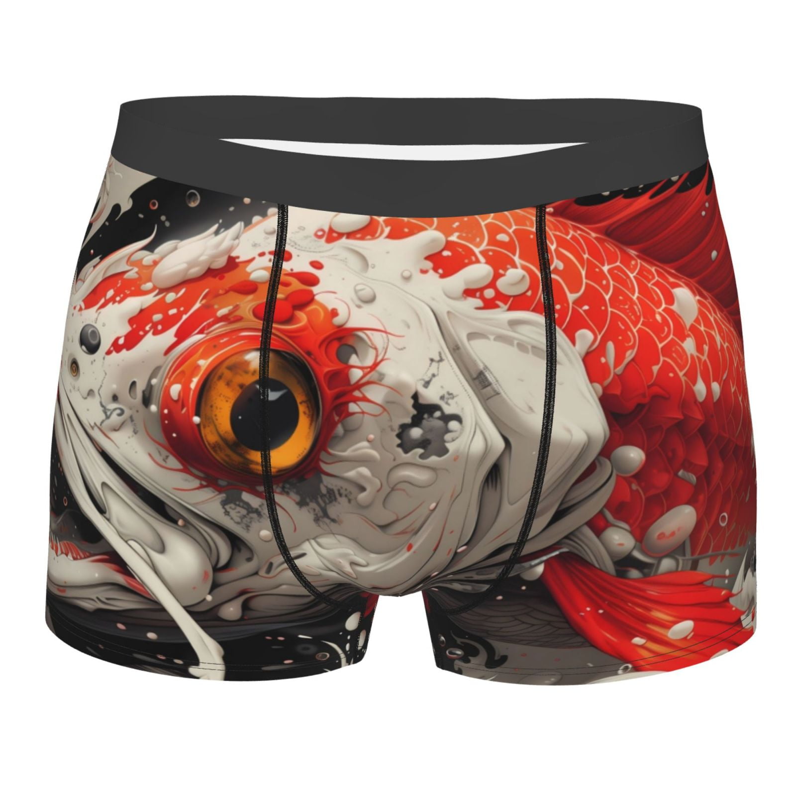 JUNZAN Abstract Red Koi Fish Art Mens Underwear Boxer Briefs for Men’s ...