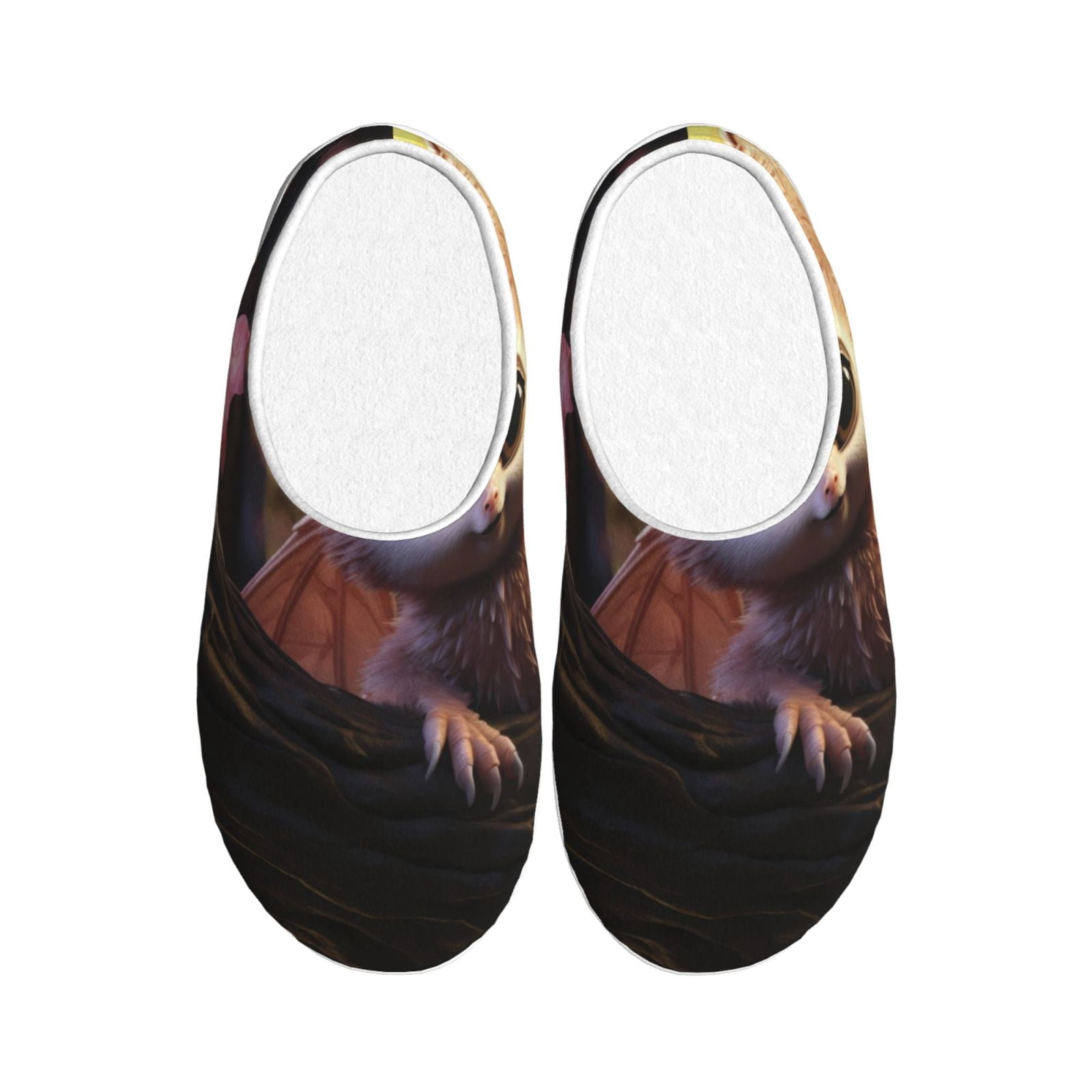 JUNZAN Adorable Fluffy Bat Print Cozy Slippers for Men& Women,Fuzzy ...