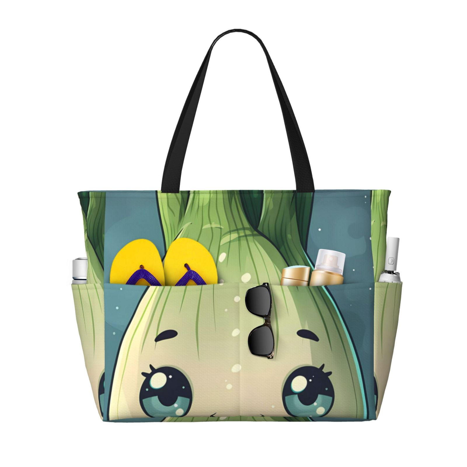 JUNZAN Adorable Kawaii Fennel Character Pattern Women's Large Beach Bag ...