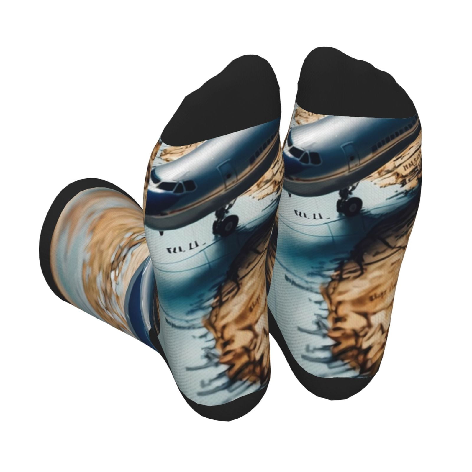 JUNZAN Airplane World Map Adventure Design Fun Novelty Knee Warmer High ...