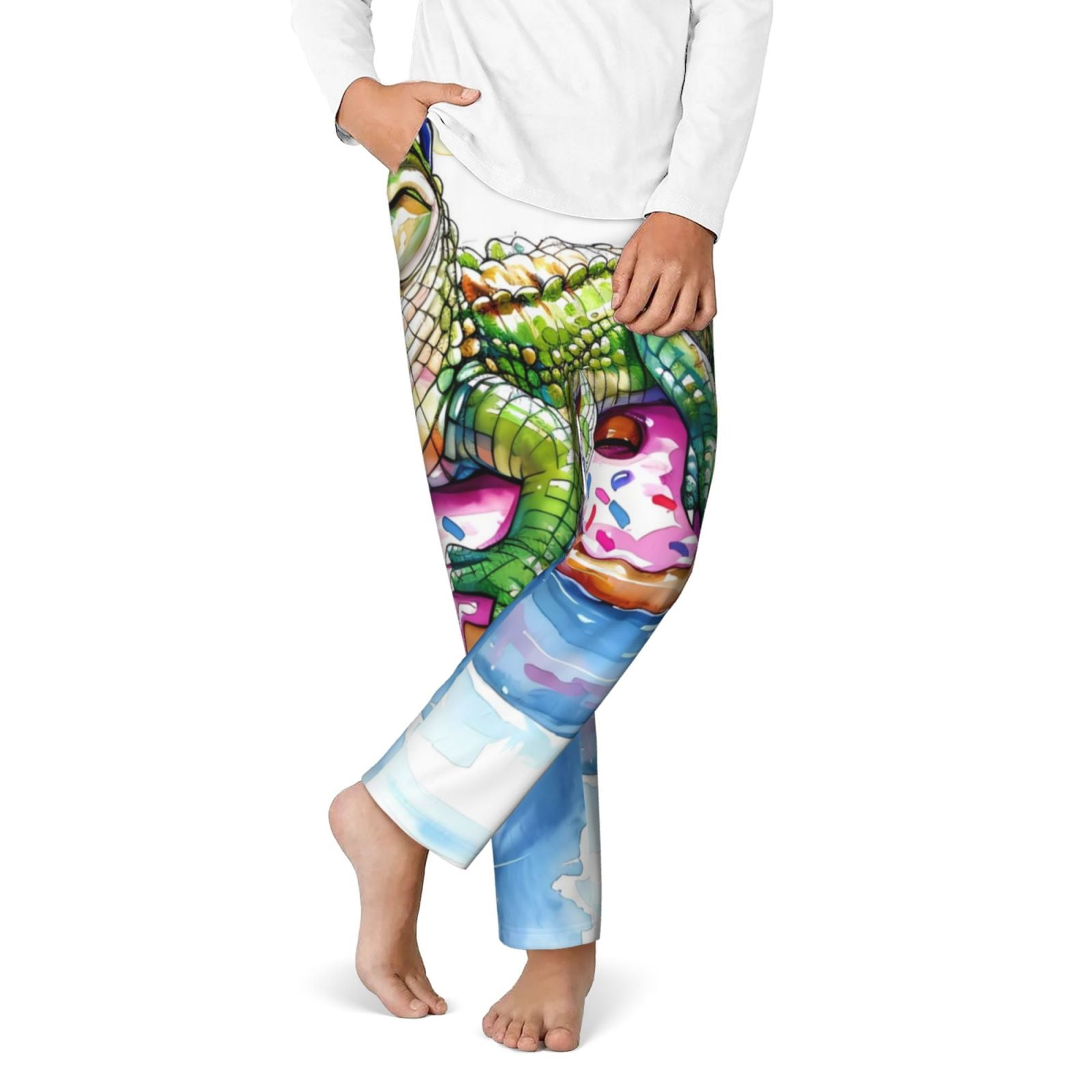 JUNZAN Alligator Donut Pool Float Pattern Pajama Pants for Boys Girls ...