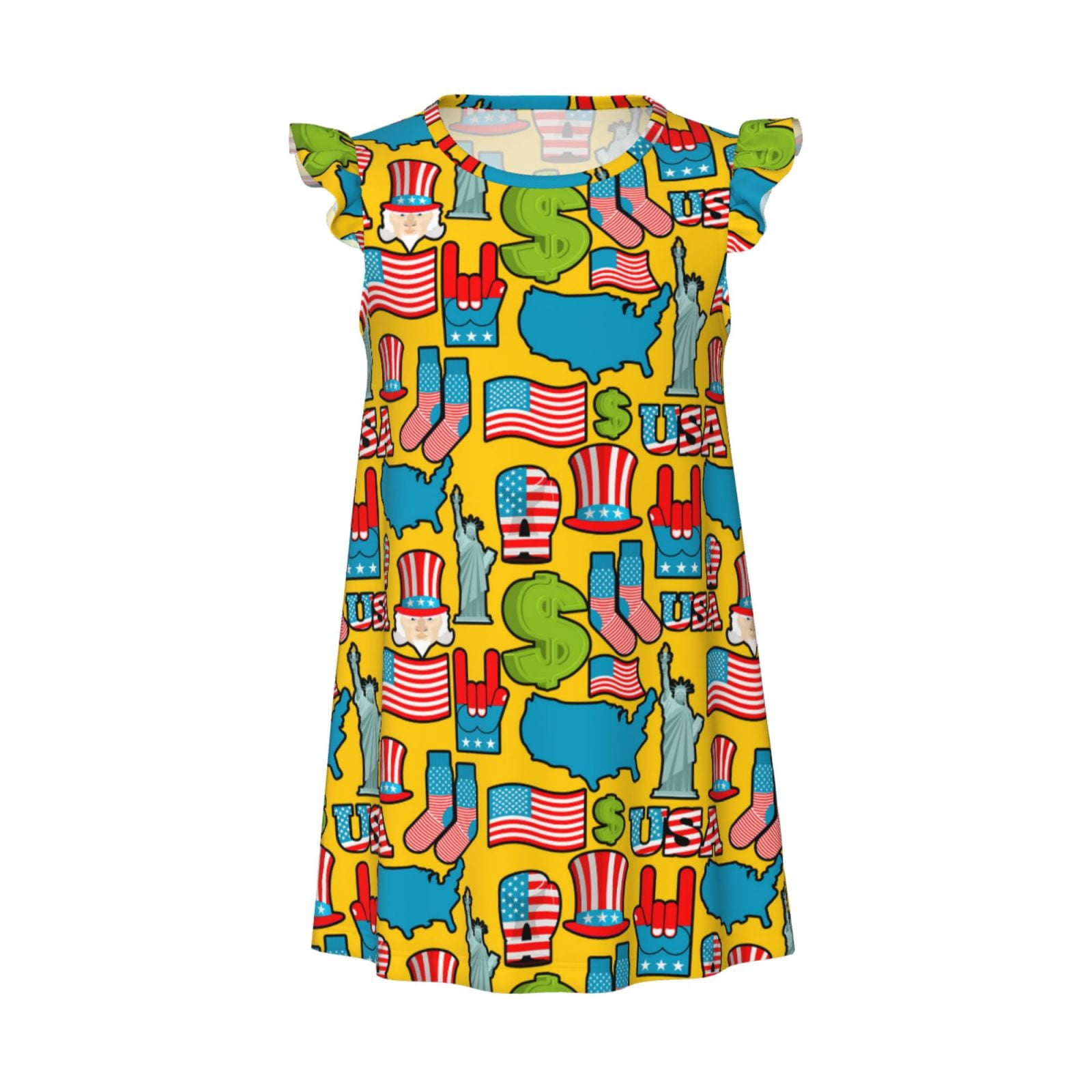 JUNZAN America Symbols Print Girls Nightgown Pajamas - Soft Toddler ...
