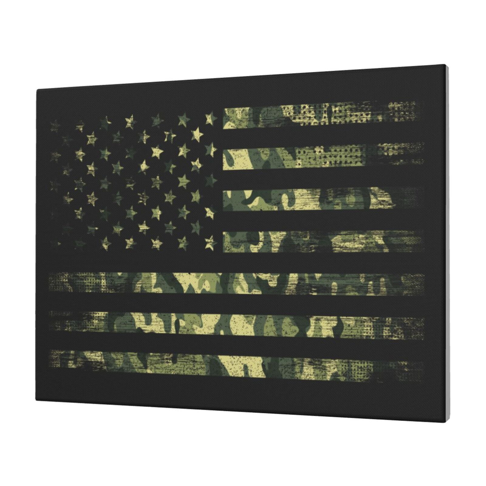 JUNZAN American Flag Camo Pattern Canvas Wall Art Prints,Wall Art Decor ...