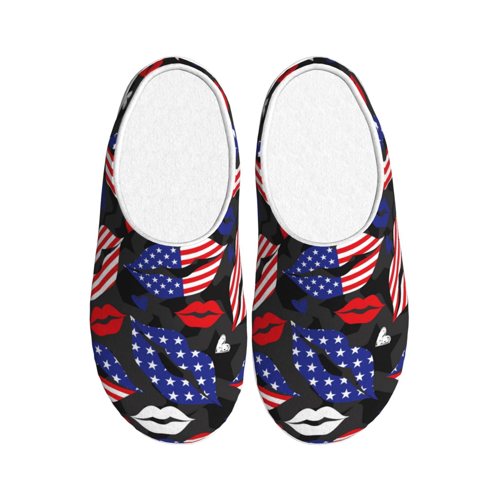 JUNZAN American With Lips Print Cozy Slippers for Men& Women,Fuzzy Slip ...
