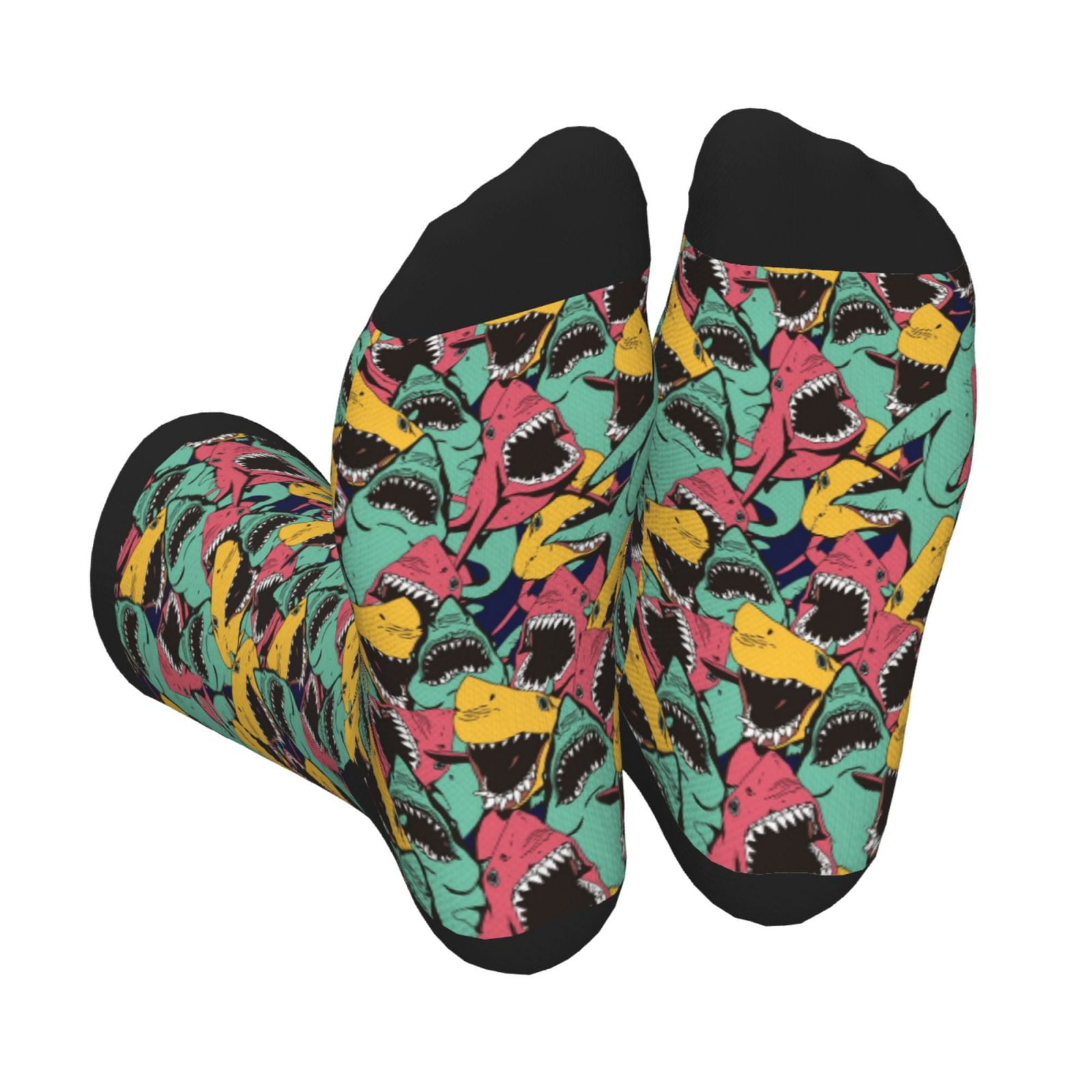 JUNZAN Angry Shark Pattern Design Fun Novelty Knee Warmer High Socks ...