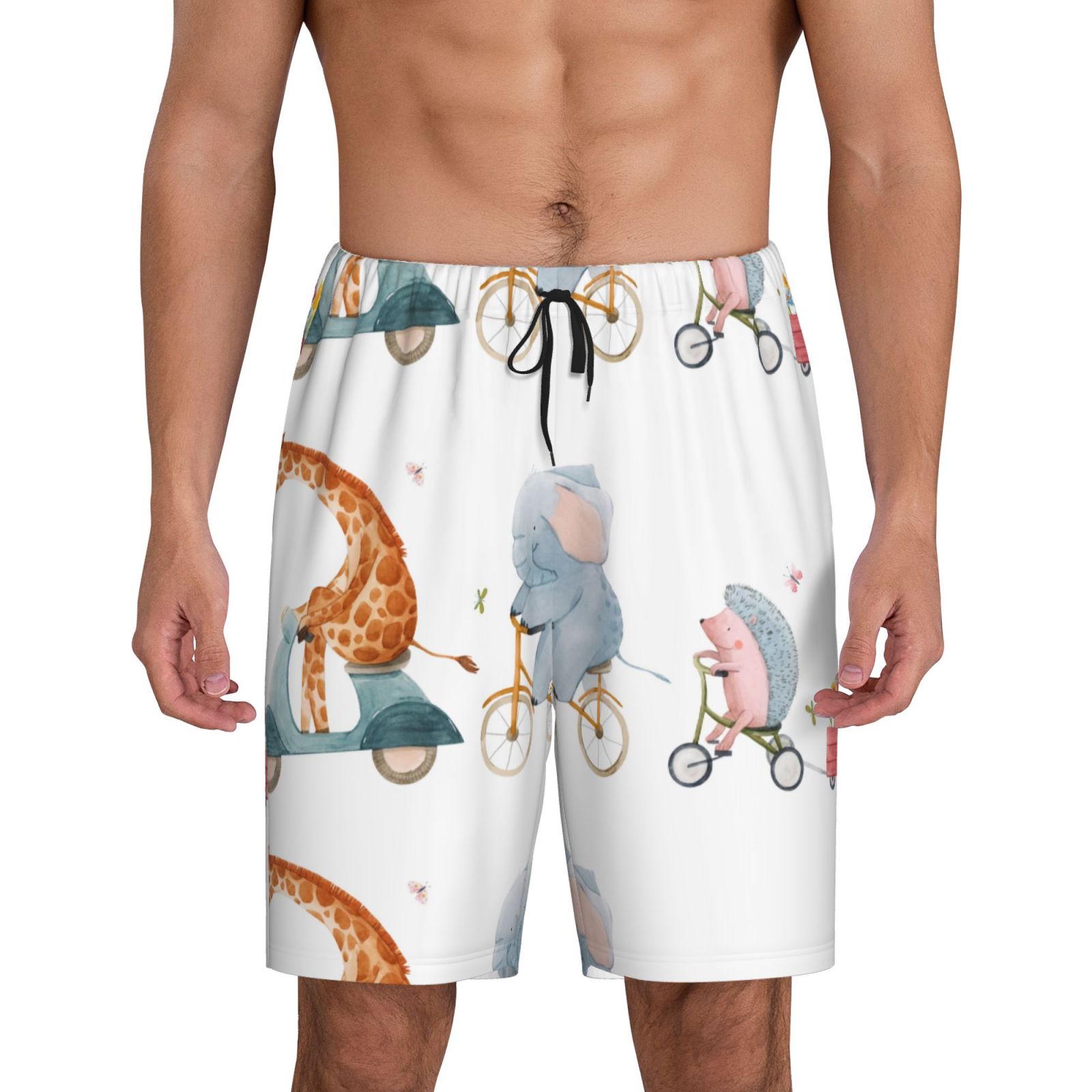 JUNZAN Animals in Transport Pattern Sleep Pajama Shorts for Men,Men's ...
