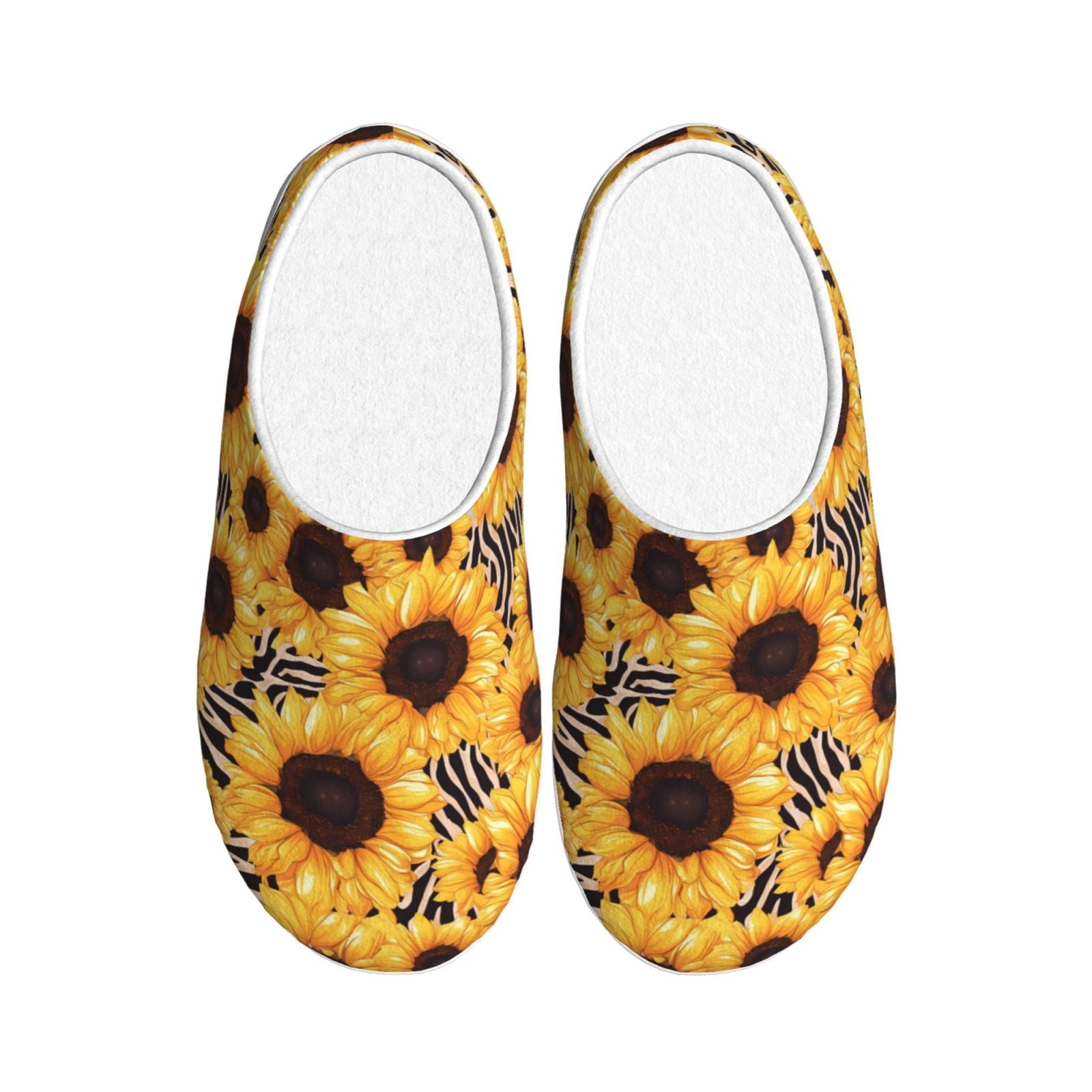 JUNZAN Artistic Zebra Print Sunflower Print Cozy Slippers for Men ...