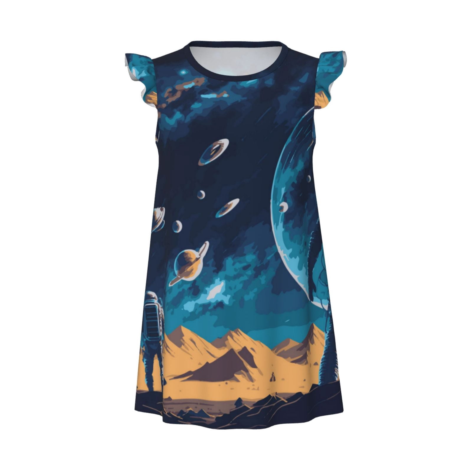 JUNZAN Astronaut In A Space Suit On The Planet Print Girls Nightgown ...