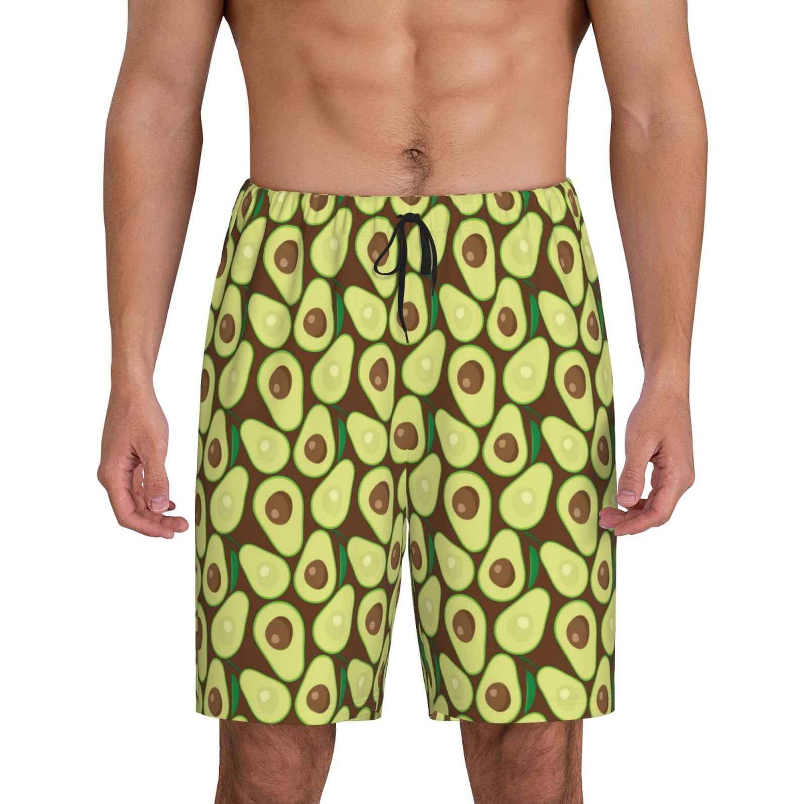 JUNZAN Avocado Pattern Sleep Pajama Shorts for Men,Men's Pajama Bottoms ...