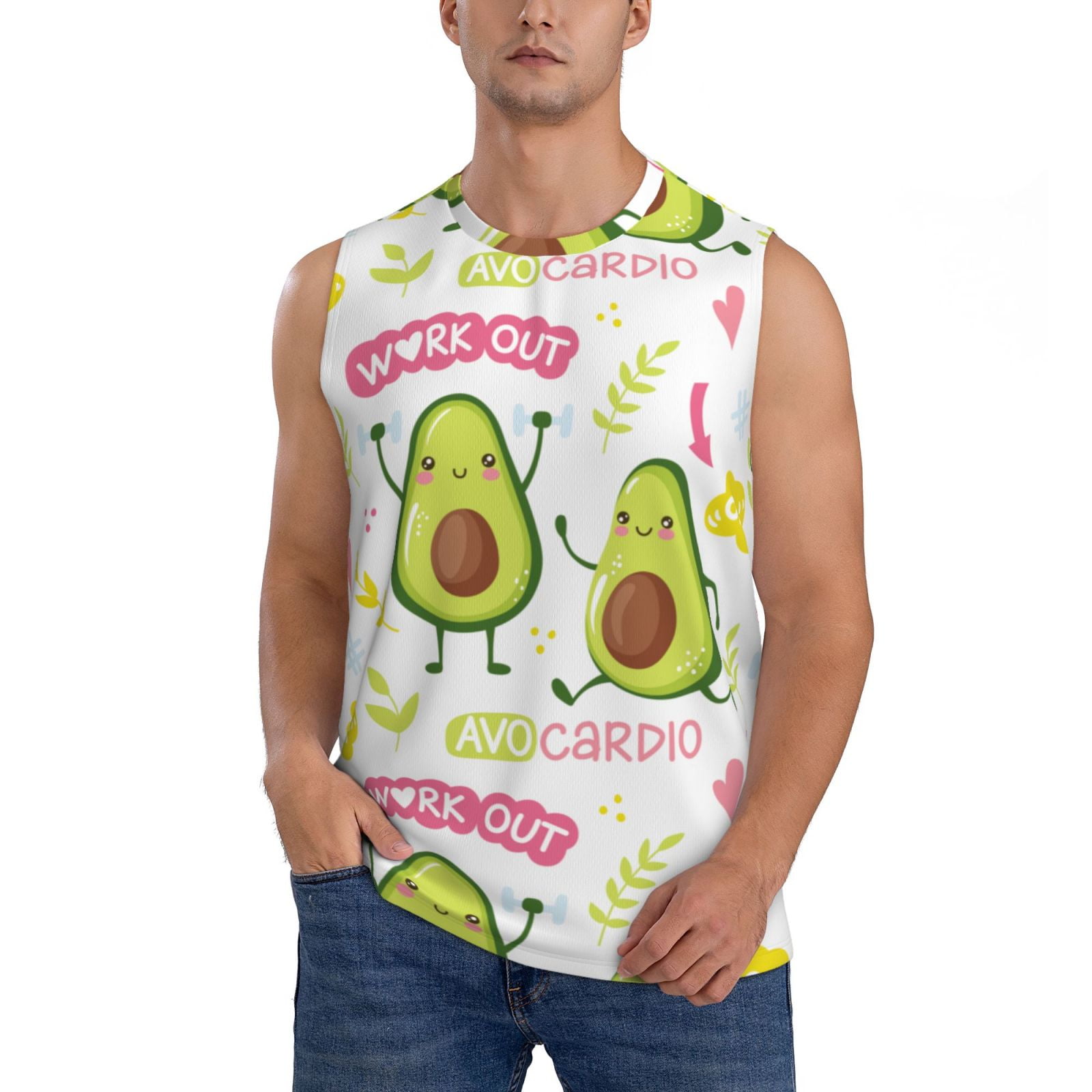 JUNZAN Avocado Work Out Men's Sleeveless T Shirts,Sleeveless Muscle ...