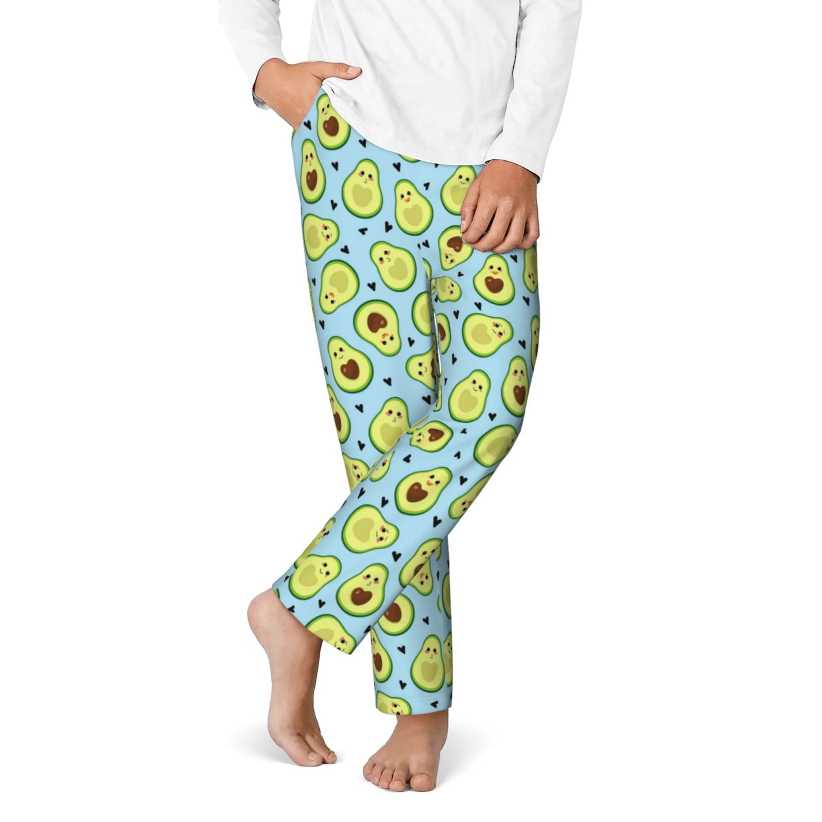 JUNZAN Avocado and Hearts Pattern Pajama Pants for Boys Girls,Sleep ...