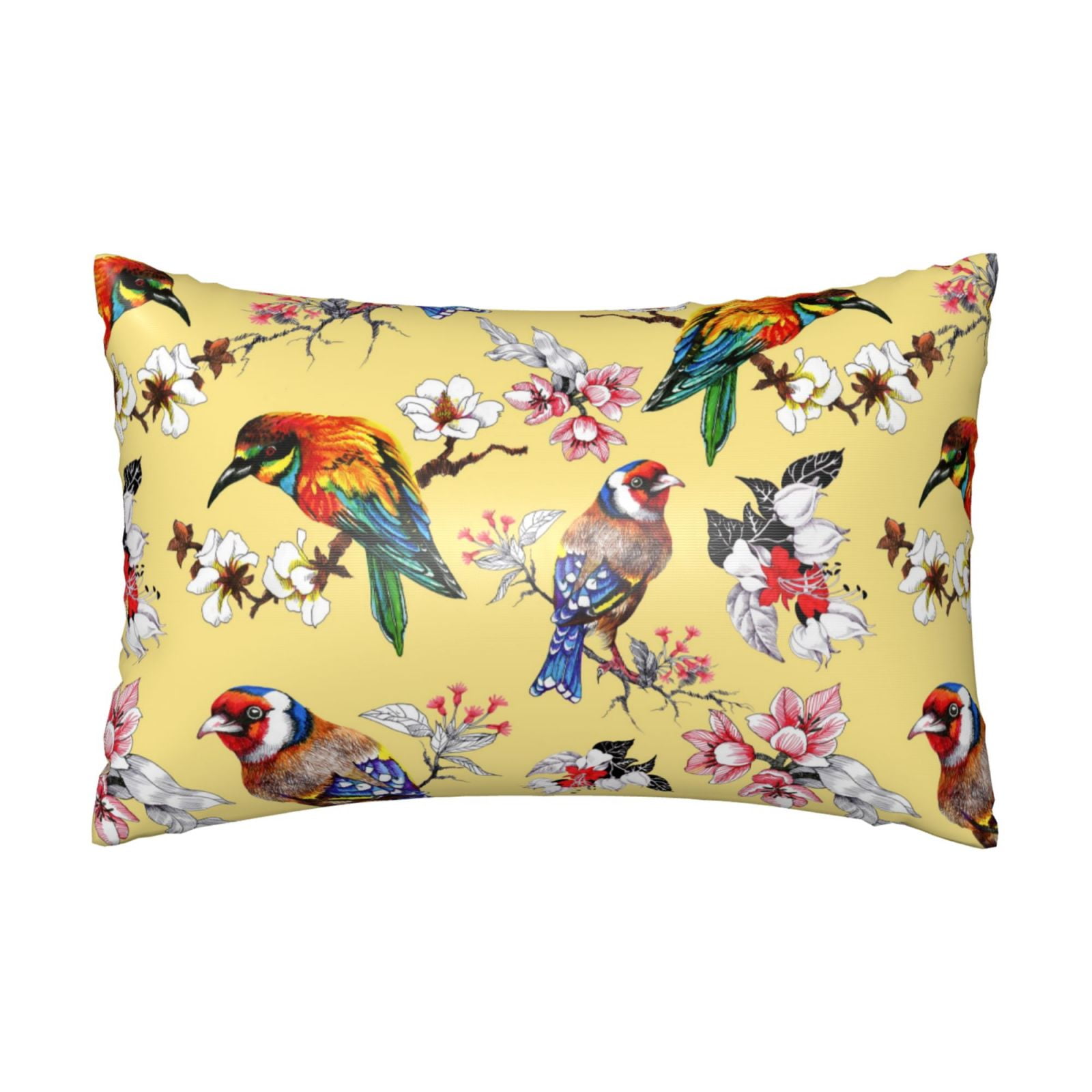 JUNZAN Beautiful Bright Birds And Flowers Silk Pillowcase for Hair and ...