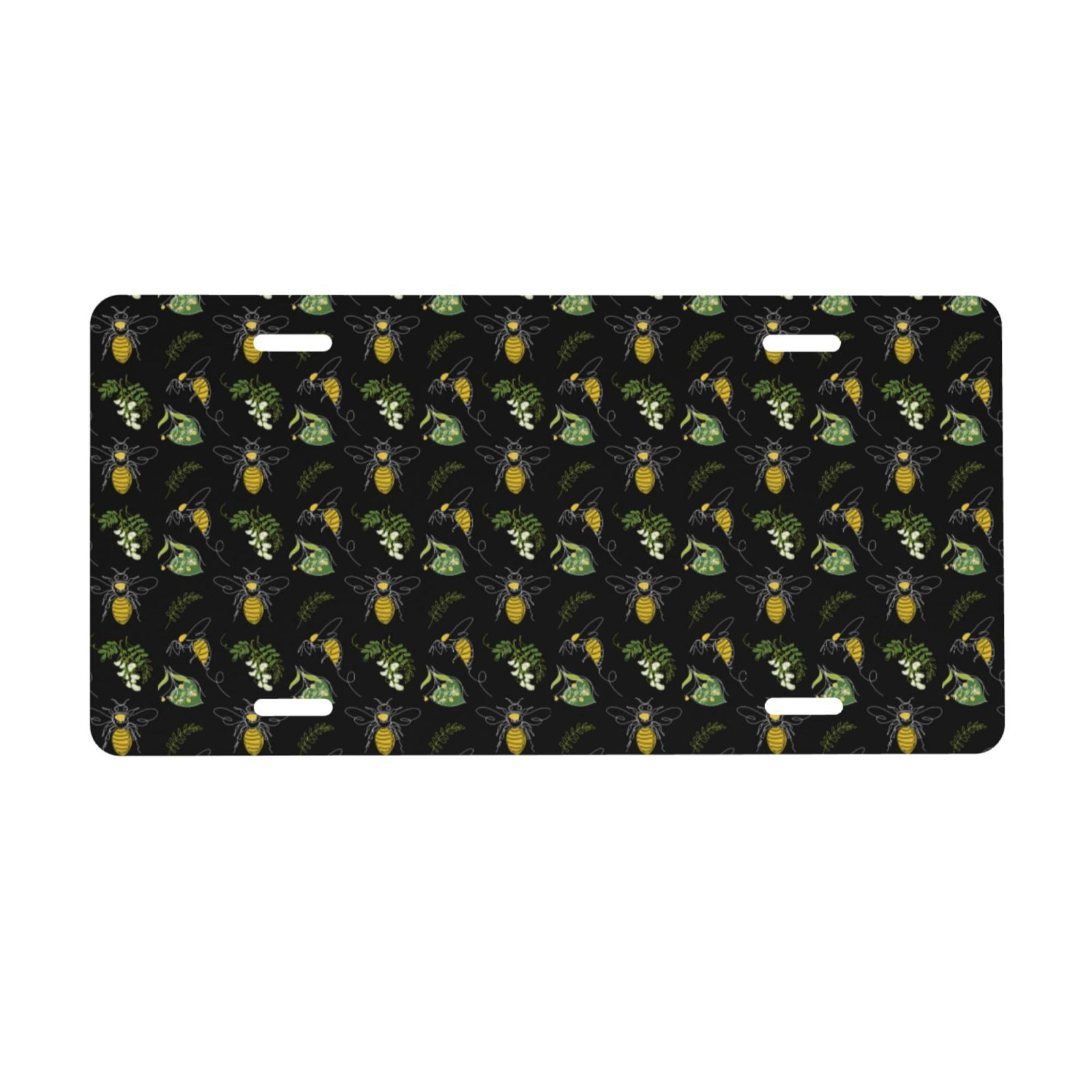 JUNZAN Bee Floral Front License Plate Covers Decorative Car Metal ...