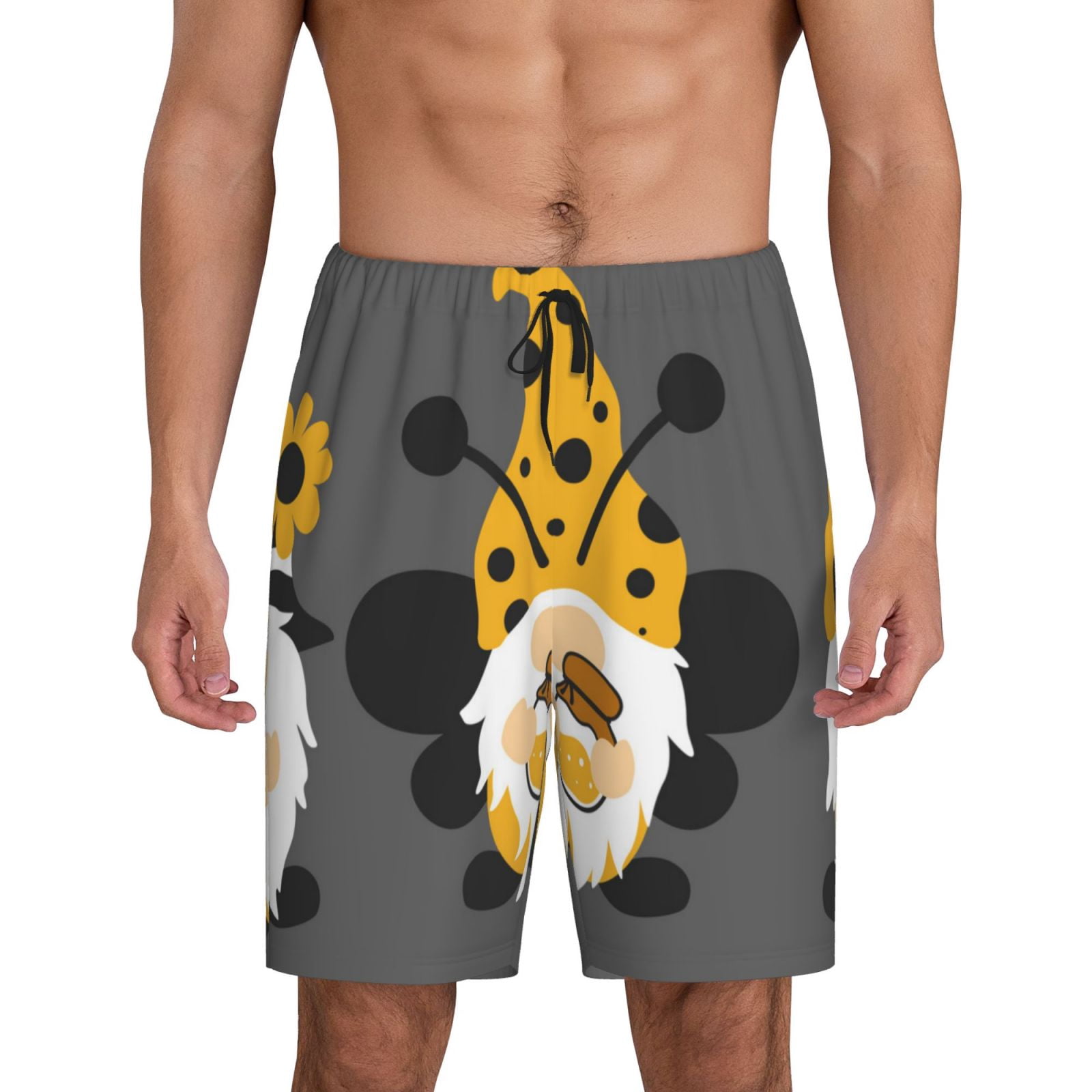 JUNZAN Bee Gnome With Sunflower Pattern Sleep Pajama Shorts for Men,Men ...