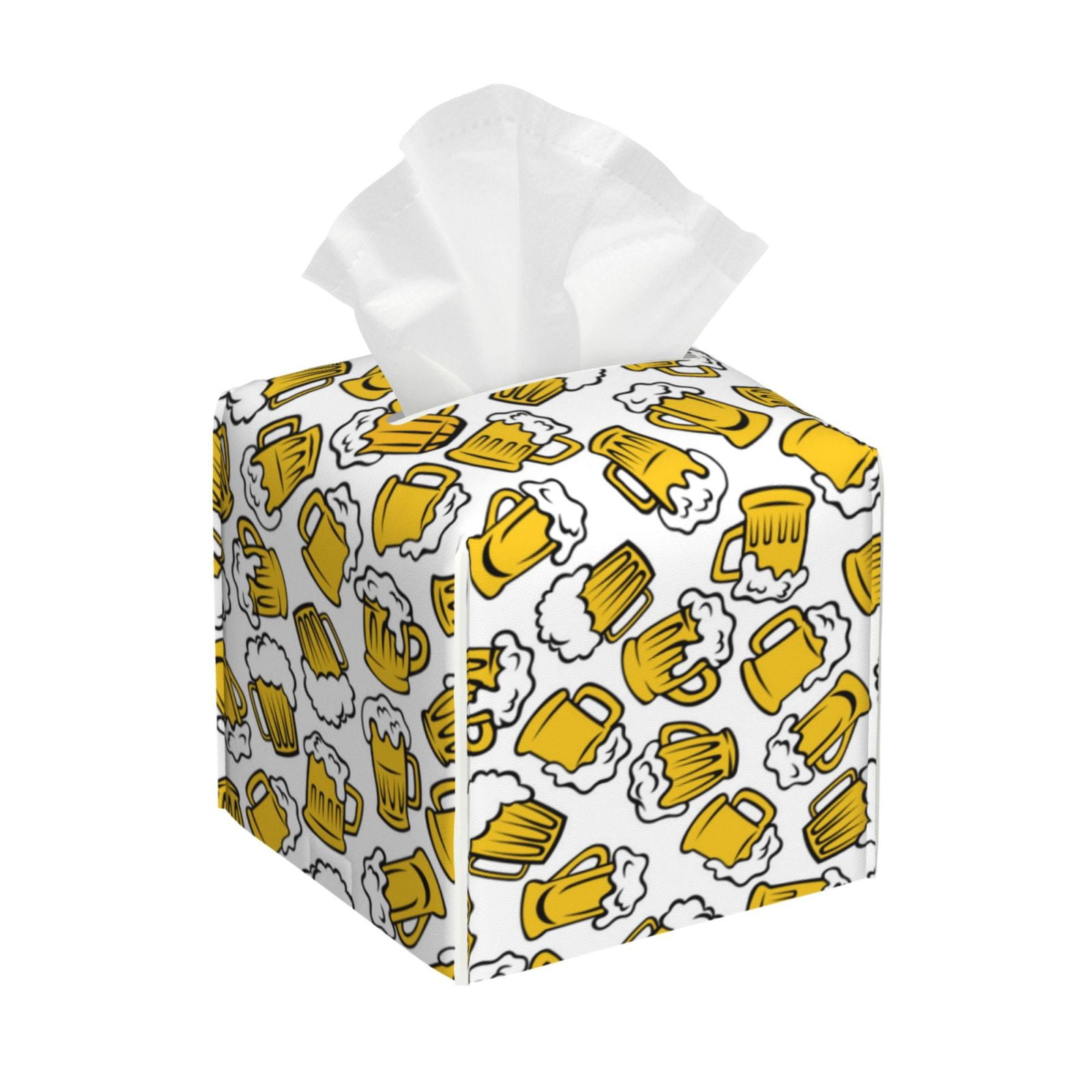JUNZAN Beer for Tissue Box Cover Holder, Square Facial Tissue Case with ...