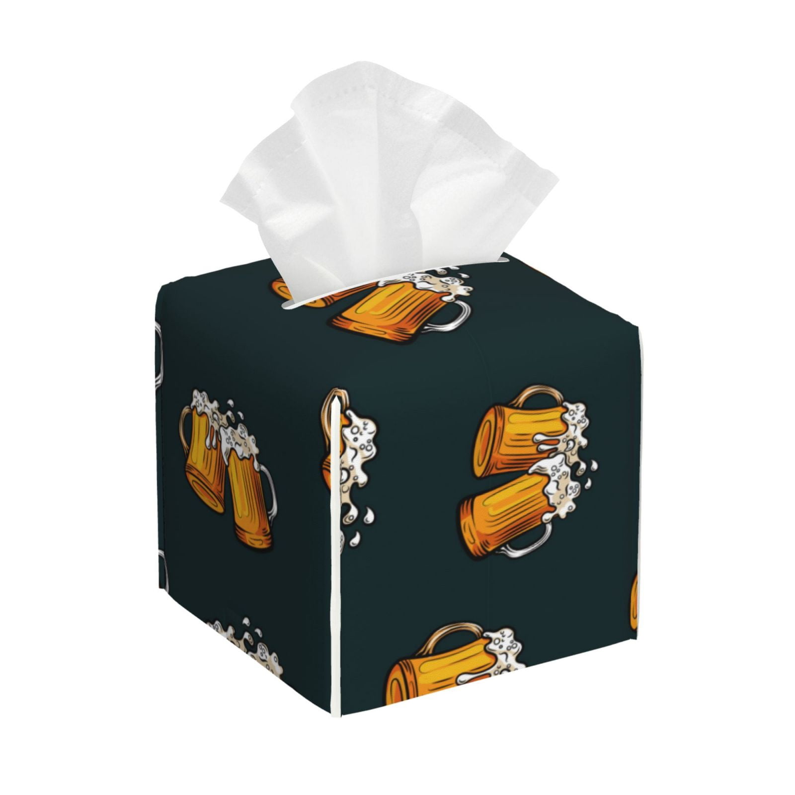 JUNZAN Beer for Tissue Box Cover Holder, Square Facial Tissue Case with ...