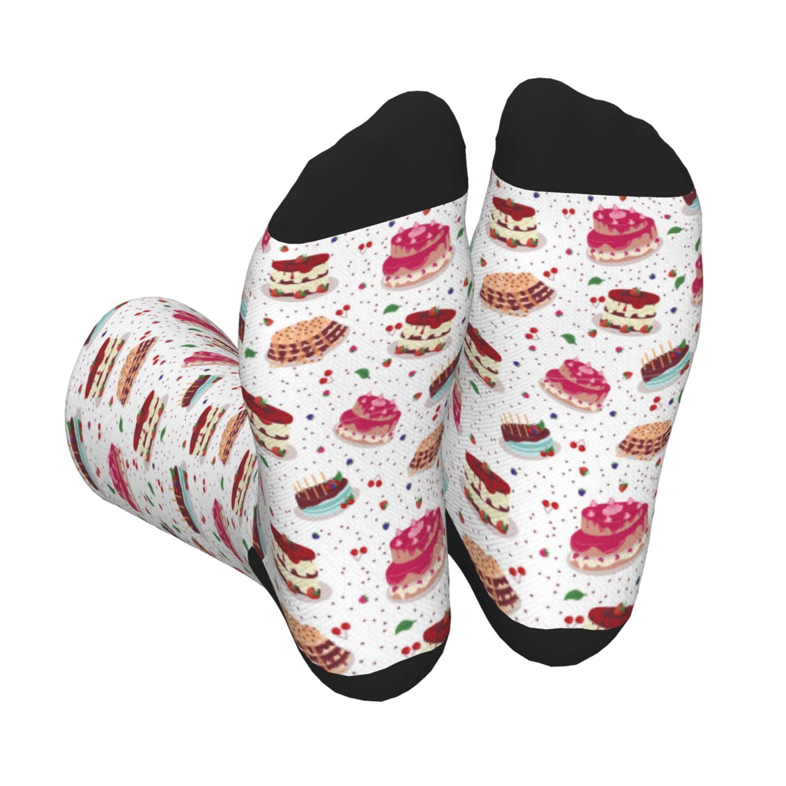JUNZAN Birthday Cake Design Fun Novelty Knee Warmer High Socks ...
