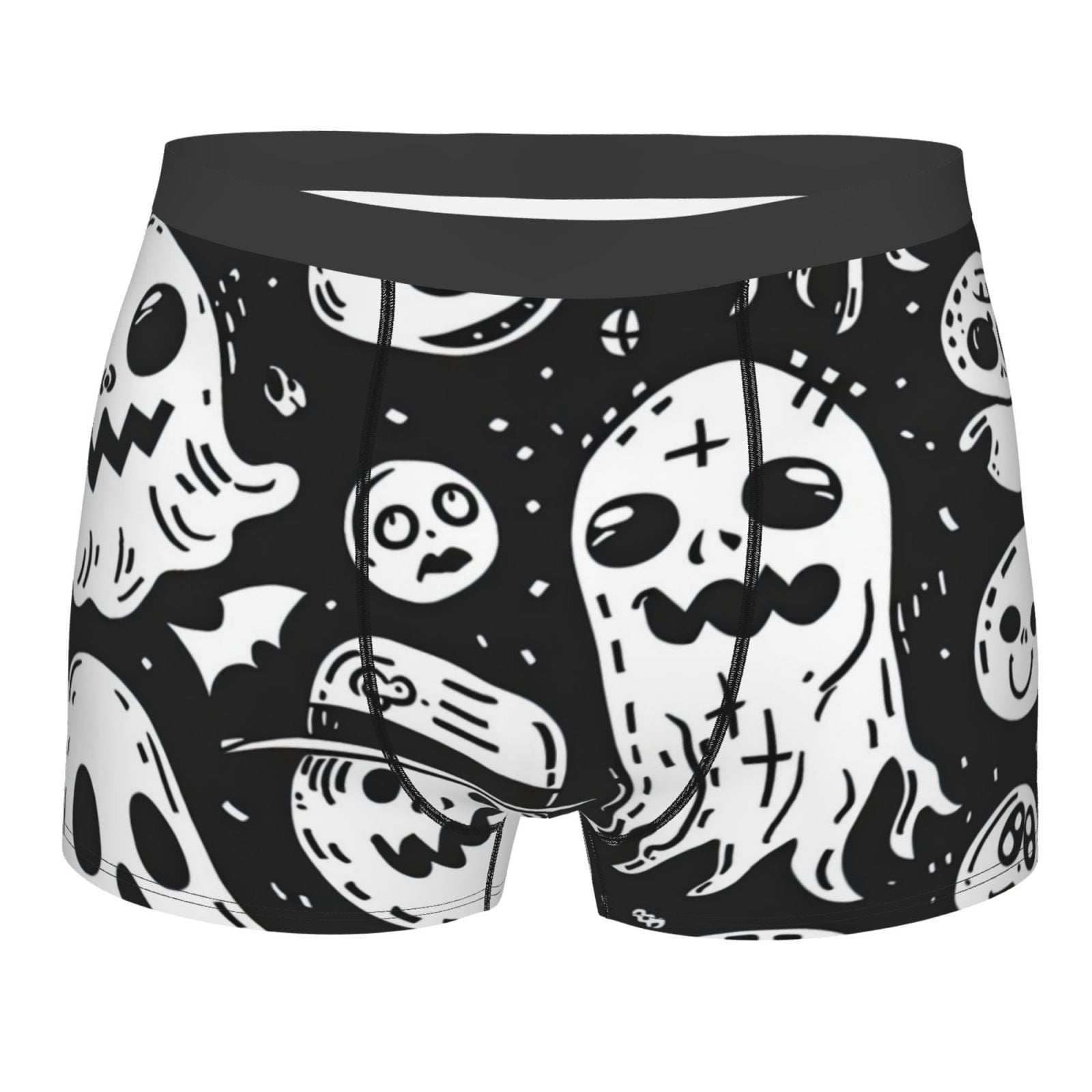 JUNZAN Black White Spooky Ghosts Mens Underwear Boxer Briefs for Men’s ...