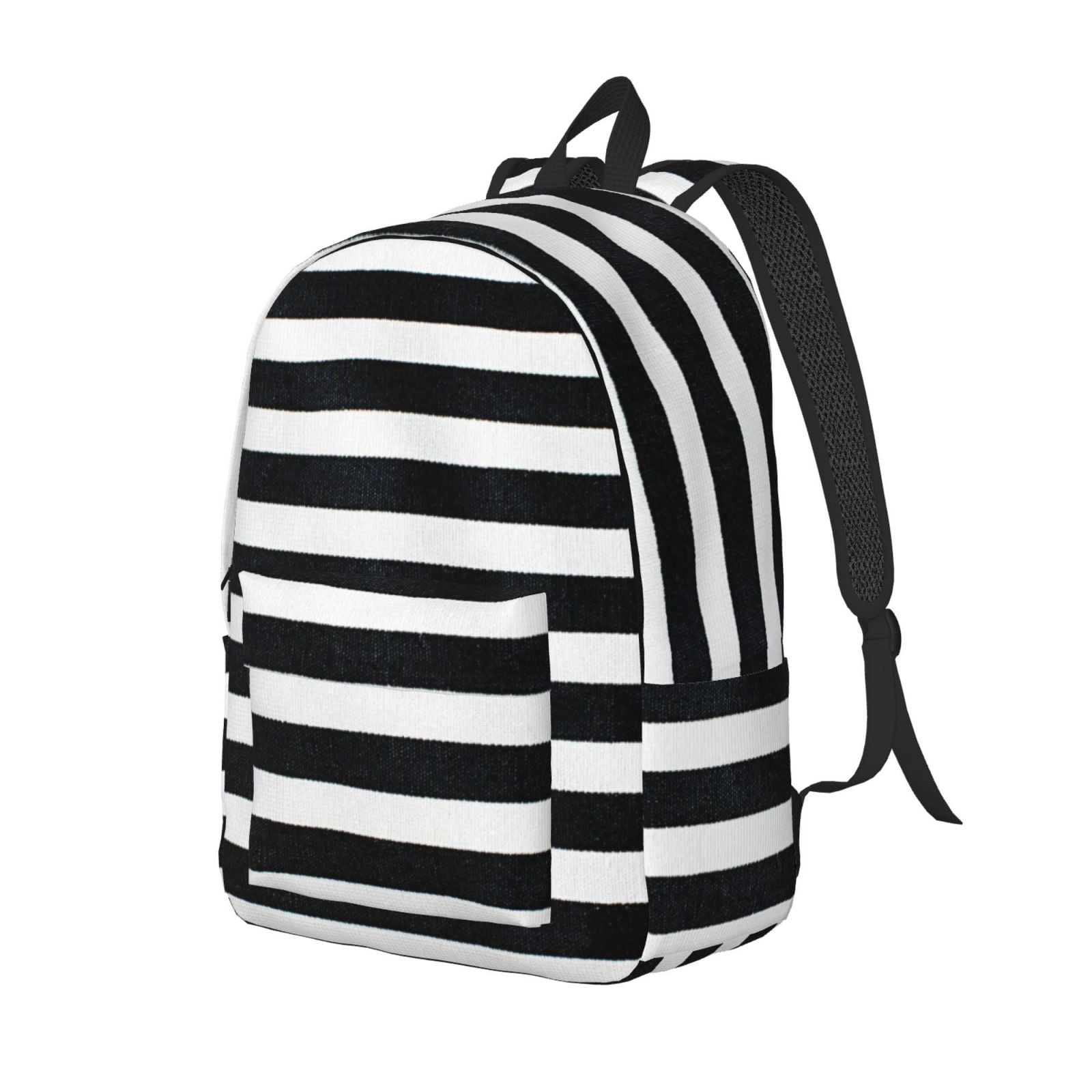 JUNZAN Black And White Stripes Pattern Travel Laptop Backpack for Men ...