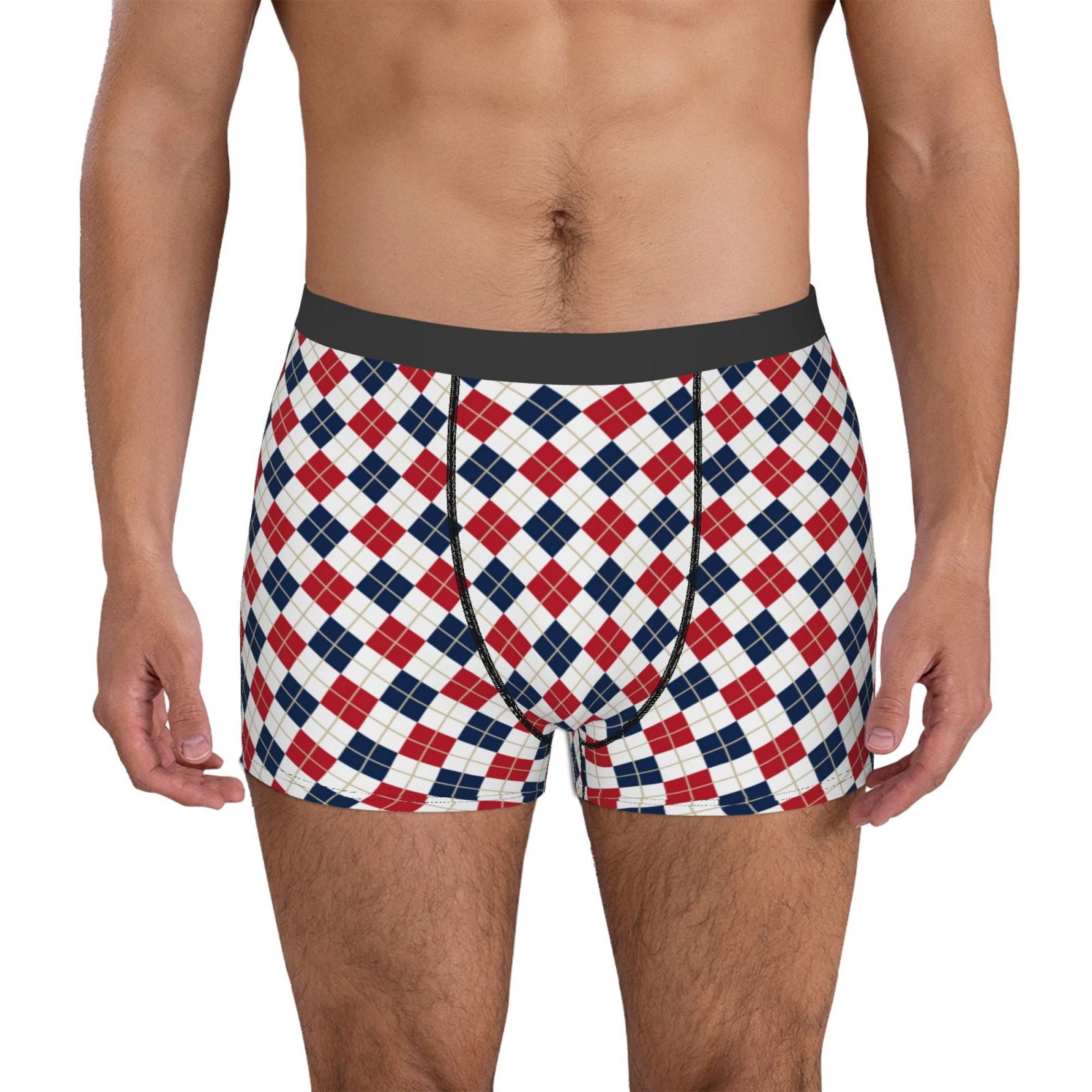 JUNZAN Blue And Red Diamond Mens Underwear Boxer Briefs for Men’s ...