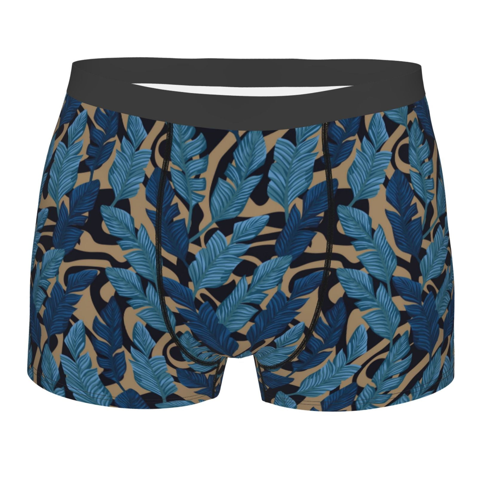 JUNZAN Blue Leaves A Mens Underwear Boxer Briefs for Men’s - Medium ...