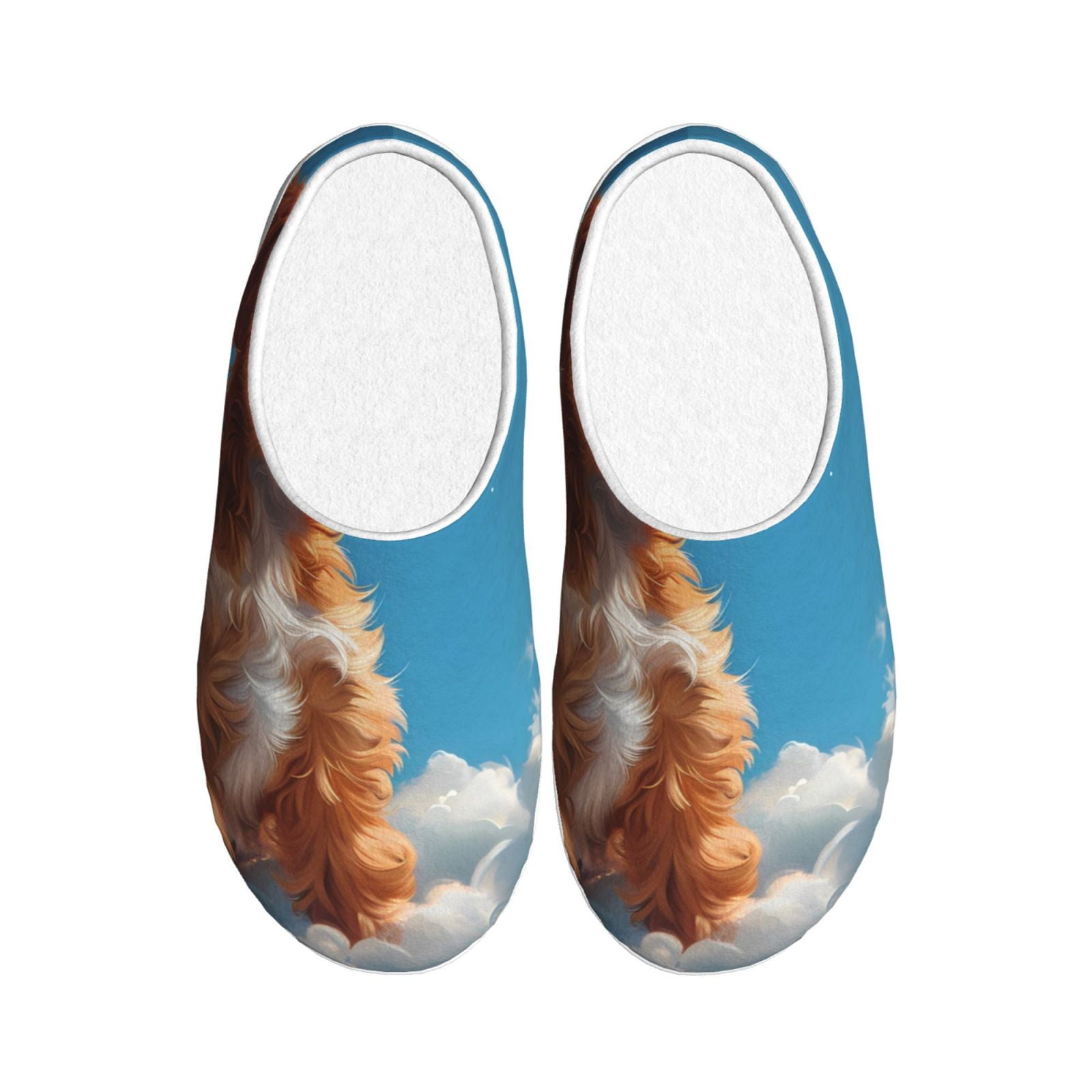 JUNZAN Blue Sky Cloud Puppy Print Cozy Slippers for Men& Women,Fuzzy ...