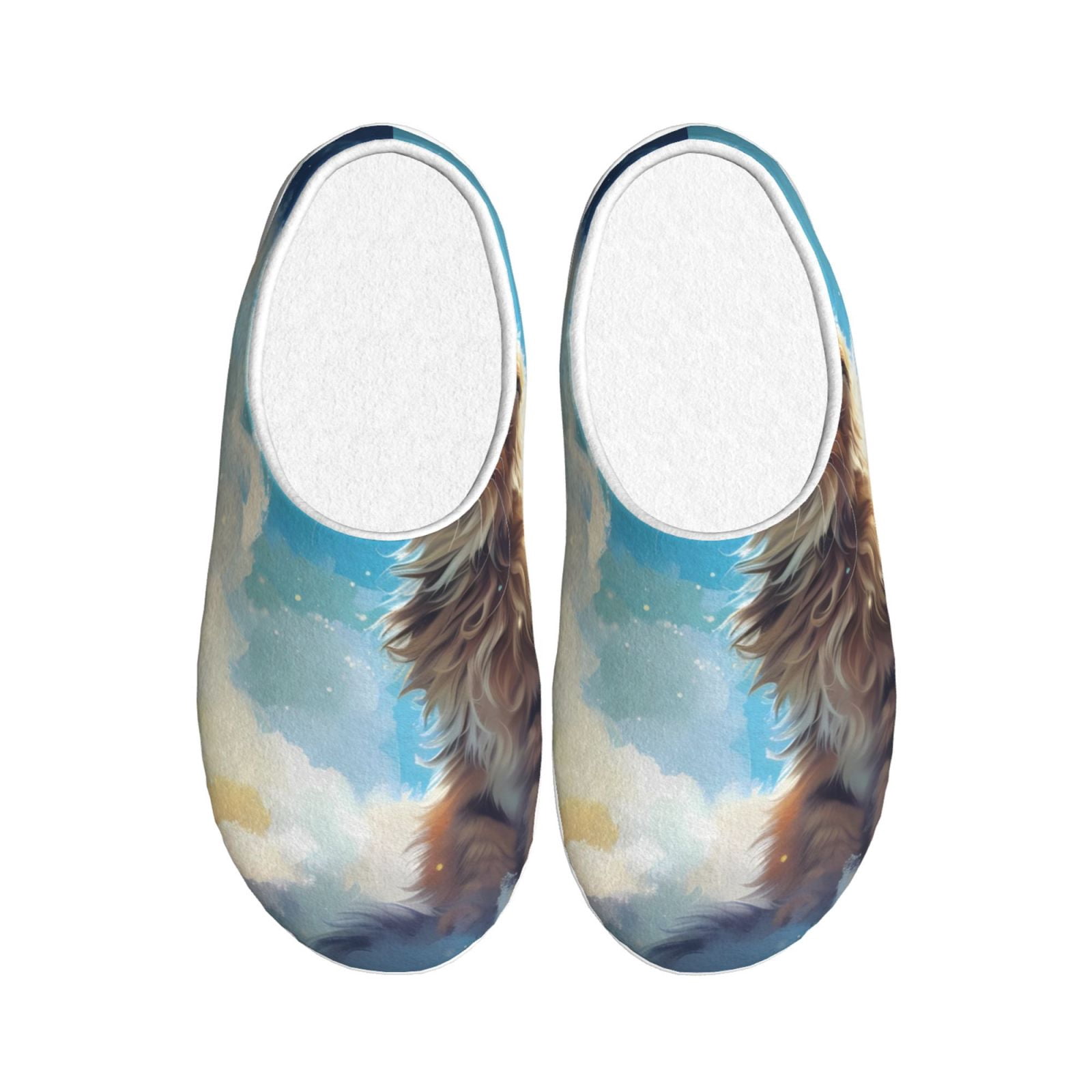 JUNZAN Blue Sky Winged Cat Print Cozy Slippers for Men& Women,Fuzzy ...