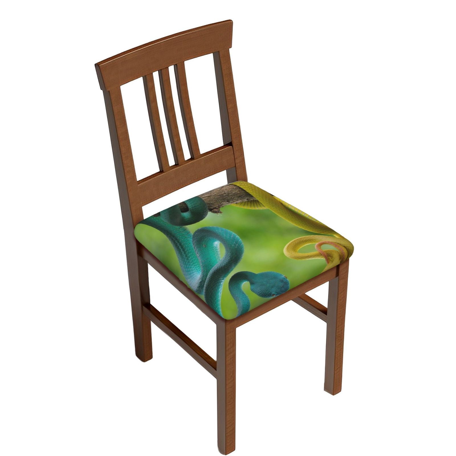 JUNZAN Blue Viper And Yellow Viper Snake Print Dining Chair Seat Covers ...