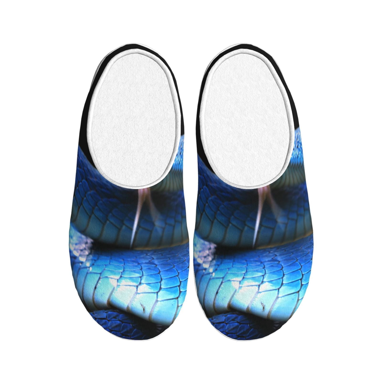 JUNZAN Blue Viper Snake 2 Print Cozy Slippers for Men& Women,Fuzzy Slip ...