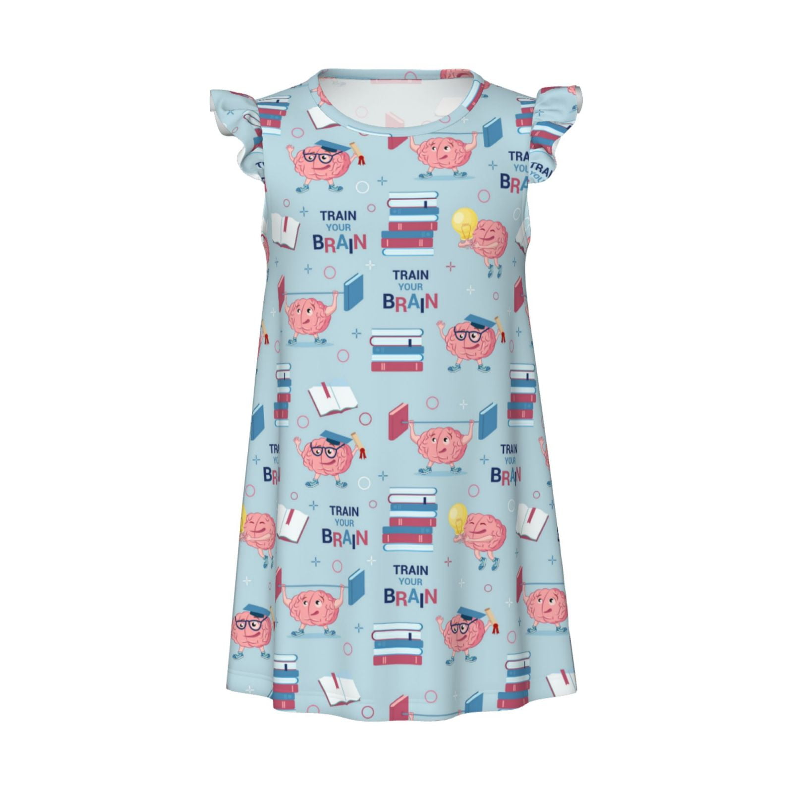 JUNZAN Brain Training Print Girls Nightgown Pajamas - Soft Toddler ...