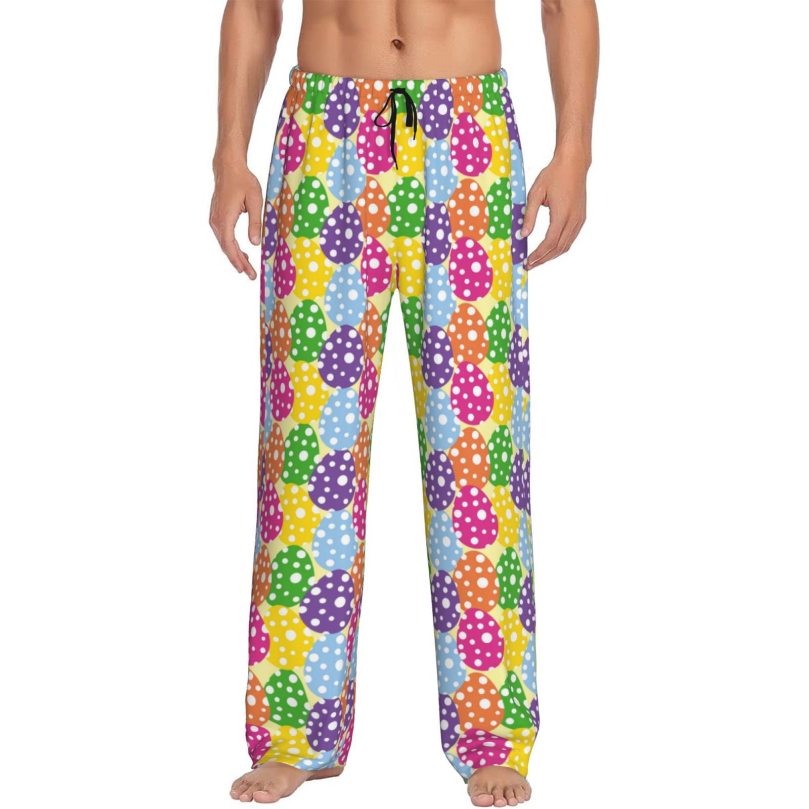 JUNZAN Bright and colorful easter eggs Men's Pajama Pants Sleepwear ...