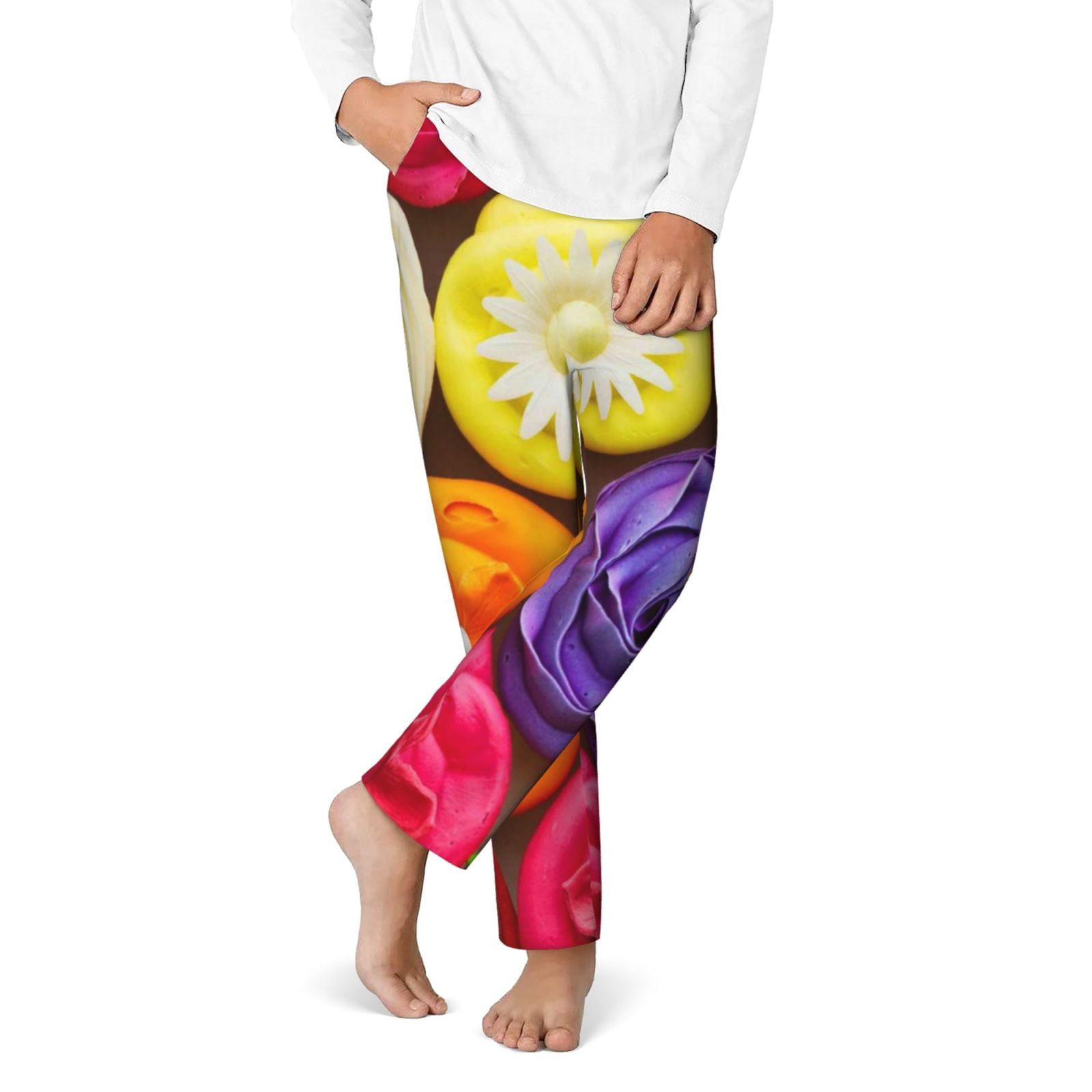 JUNZAN Brightly Colored Cupcakes Pattern Pajama Pants for Boys Girls ...