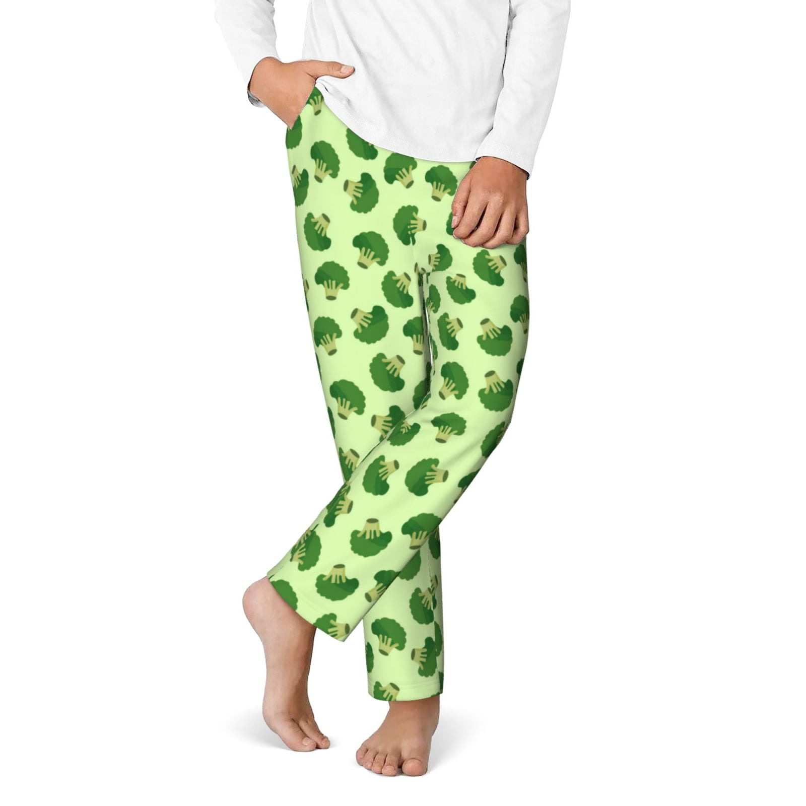 JUNZAN Broccoli Vegetables Pattern Pajama Pants for Boys Girls,Sleep ...