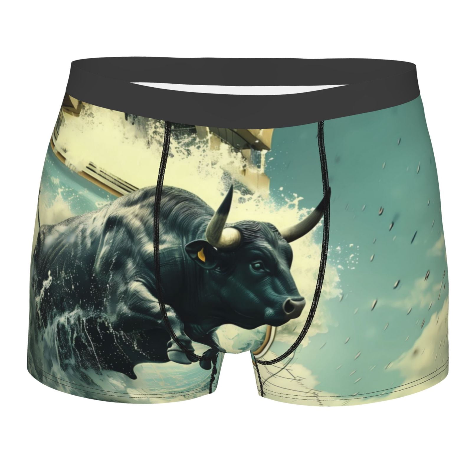 JUNZAN Bull Charging Through Waves Mens Underwear Boxer Briefs for Men ...