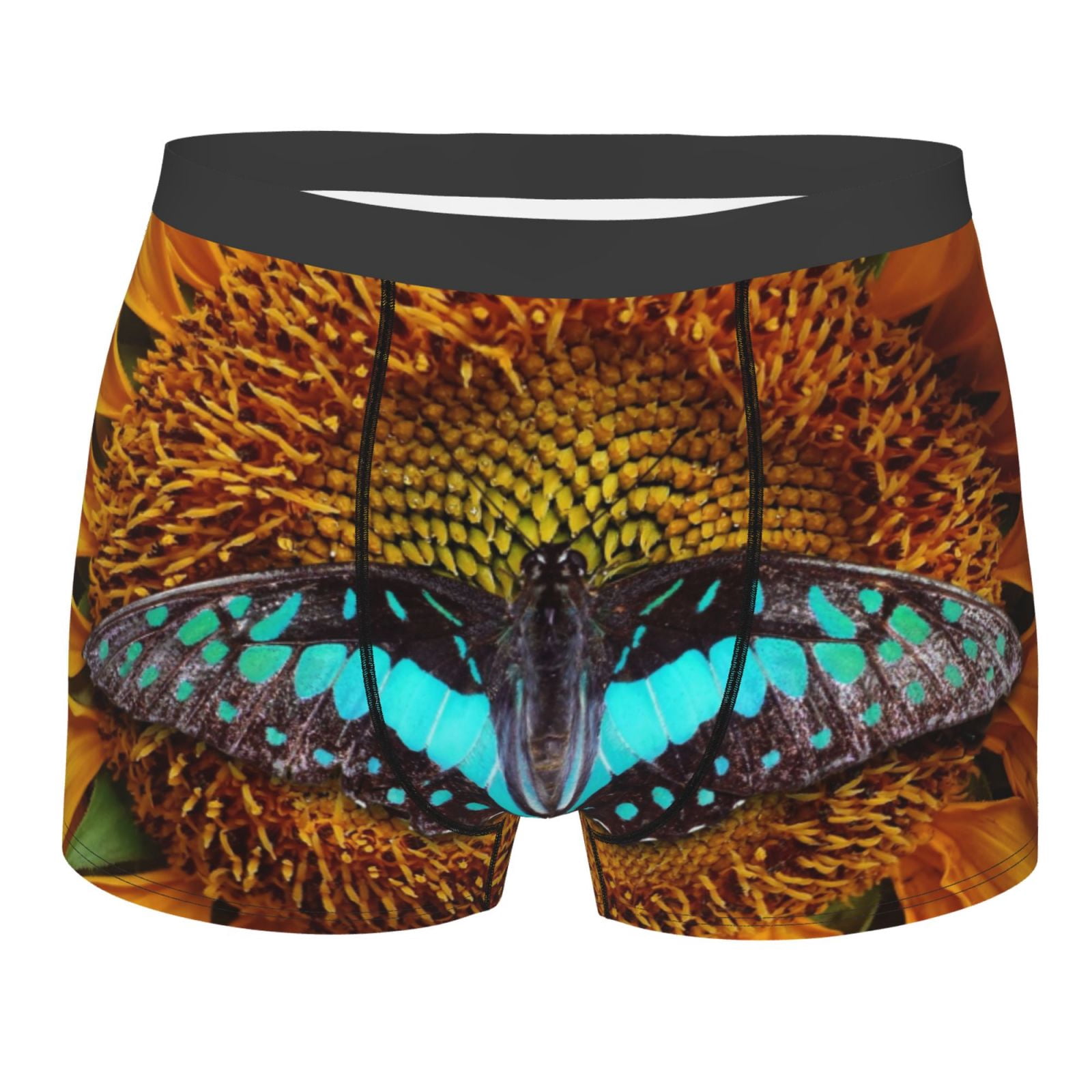 JUNZAN Butterfly Alighted On Sunflowers Mens Underwear Boxer Briefs for ...