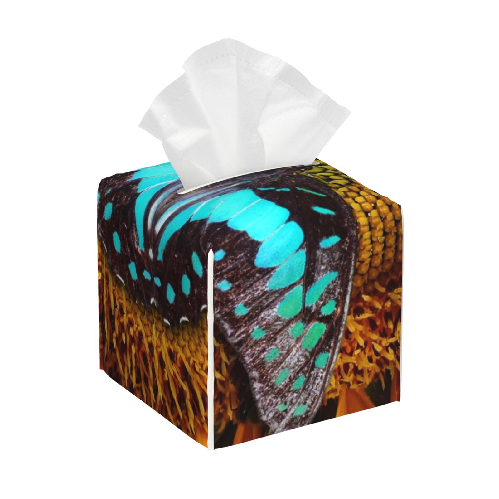 JUNZAN Butterfly Alighted On Sunflowers for Tissue Box Cover Holder ...