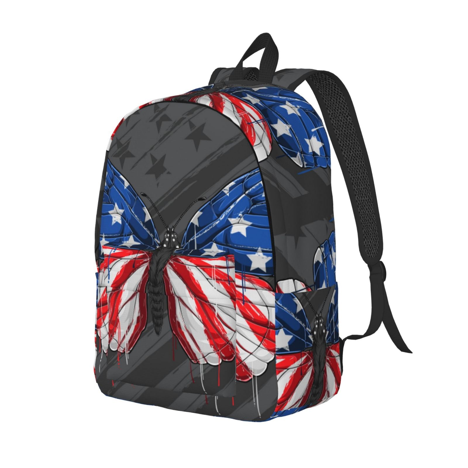JUNZAN Butterfly With USA Flag Pattern Travel Laptop Backpack for Men Women,Casual Daypack ...