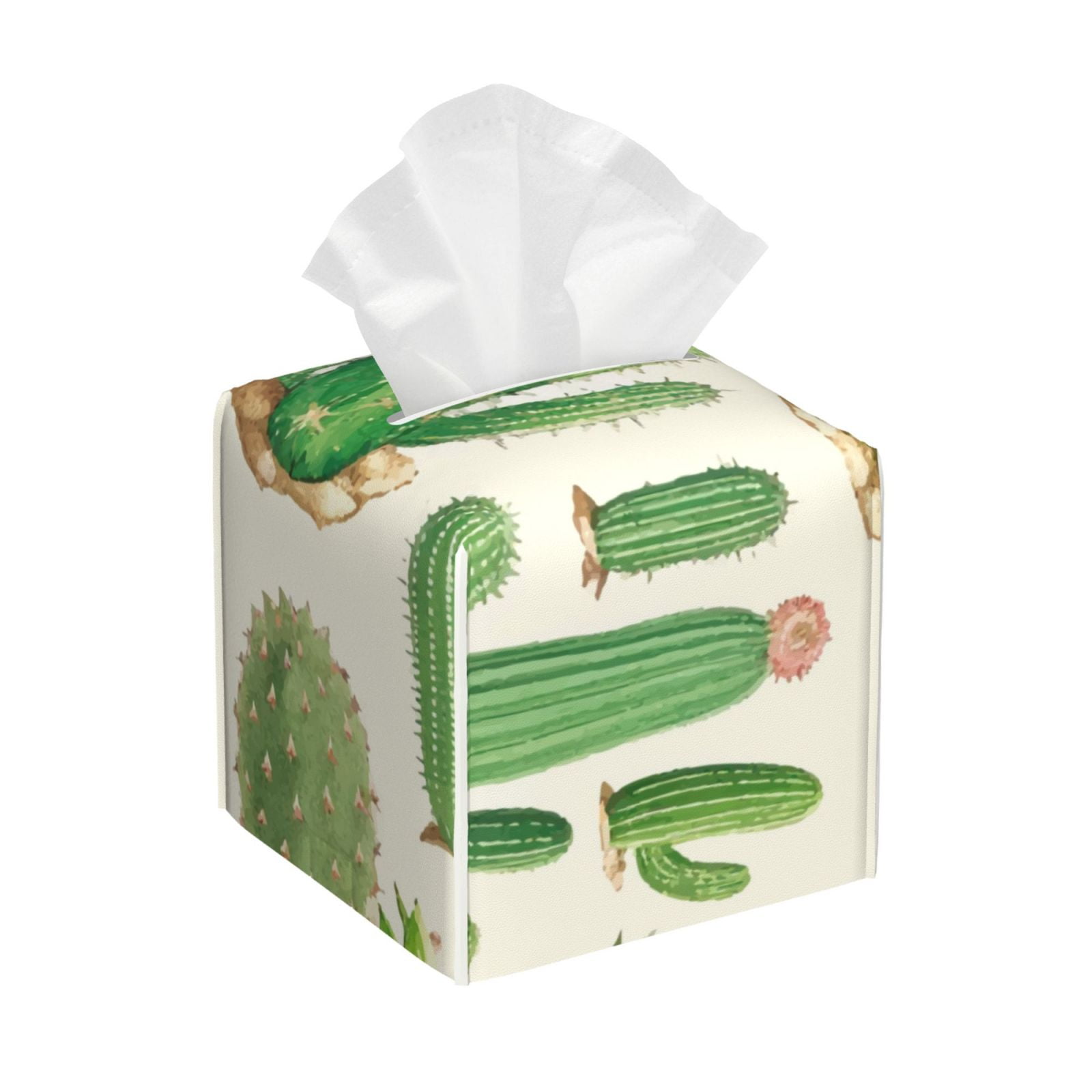 JUNZAN Cactus And Succulent for Tissue Box Cover Holder, Square Facial ...