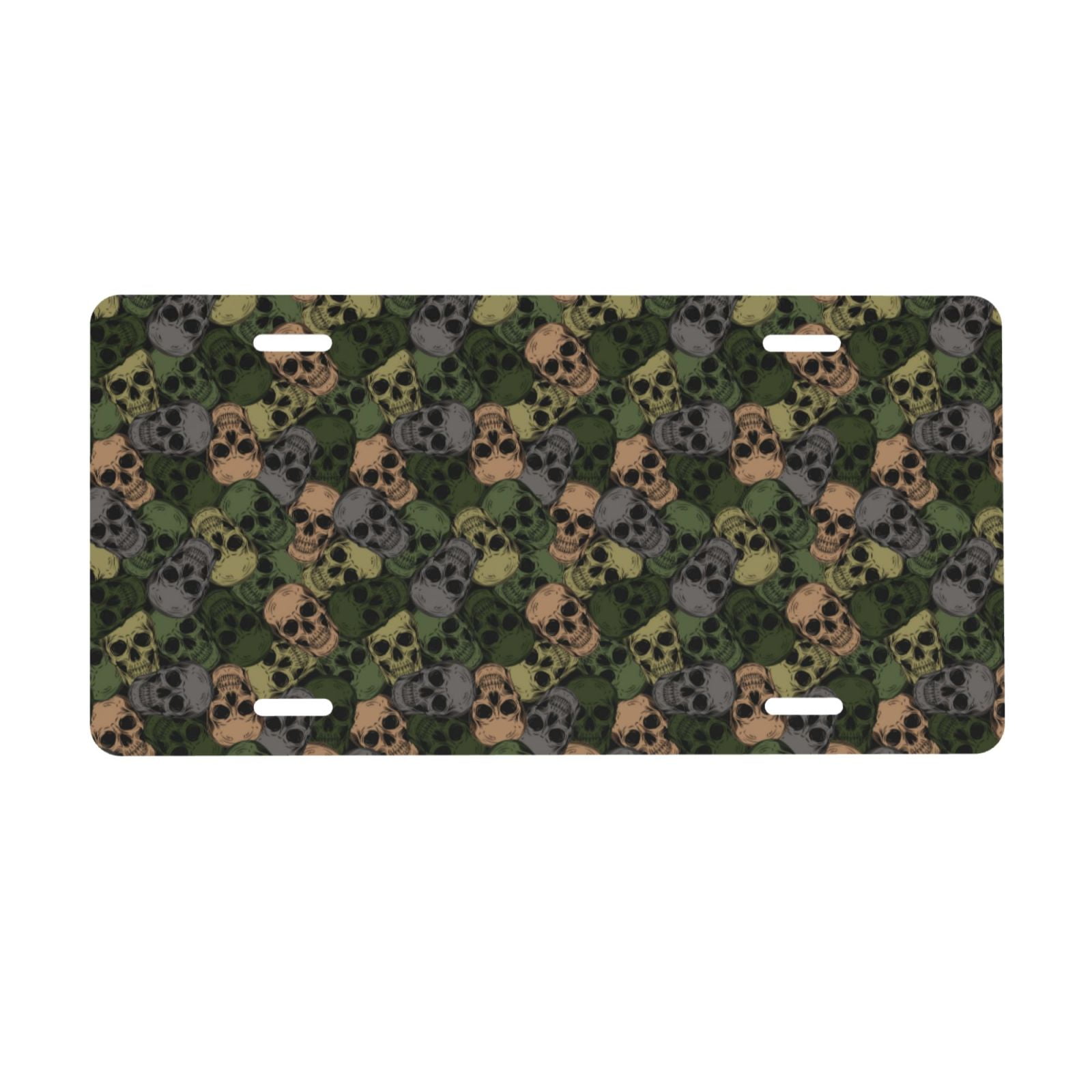 JUNZAN Camouflage Skulls Front License Plate Covers Decorative Car ...