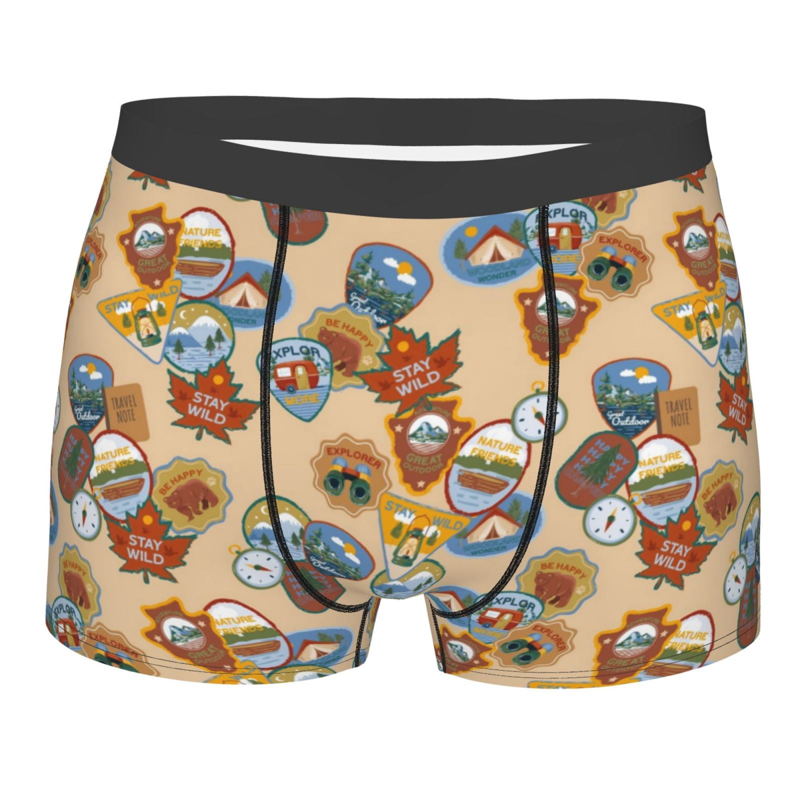 JUNZAN Camp Badge Mens Underwear Boxer Briefs for Men’s - Small ...