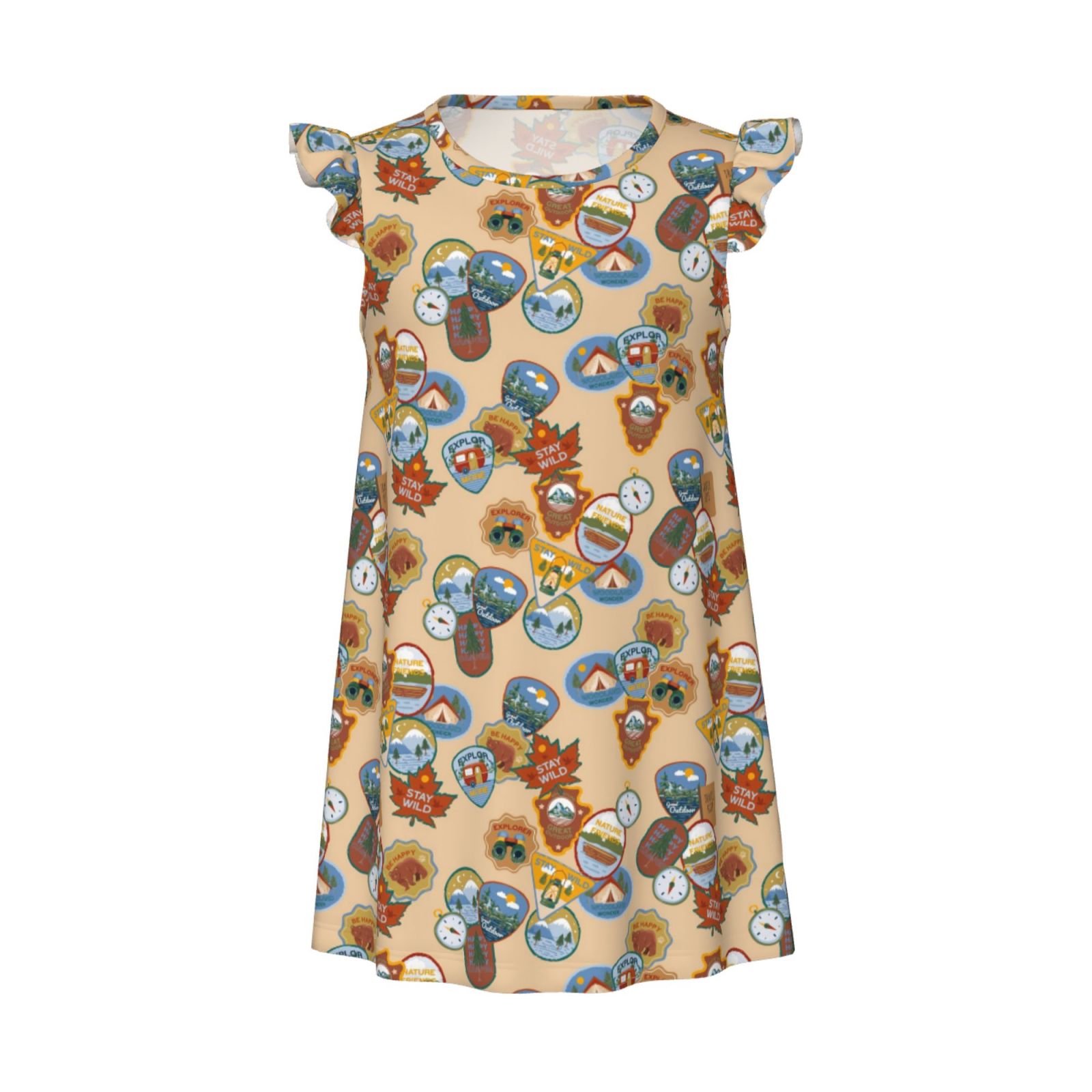 JUNZAN Camp Badge Print Girls Nightgown Pajamas - Soft Toddler ...