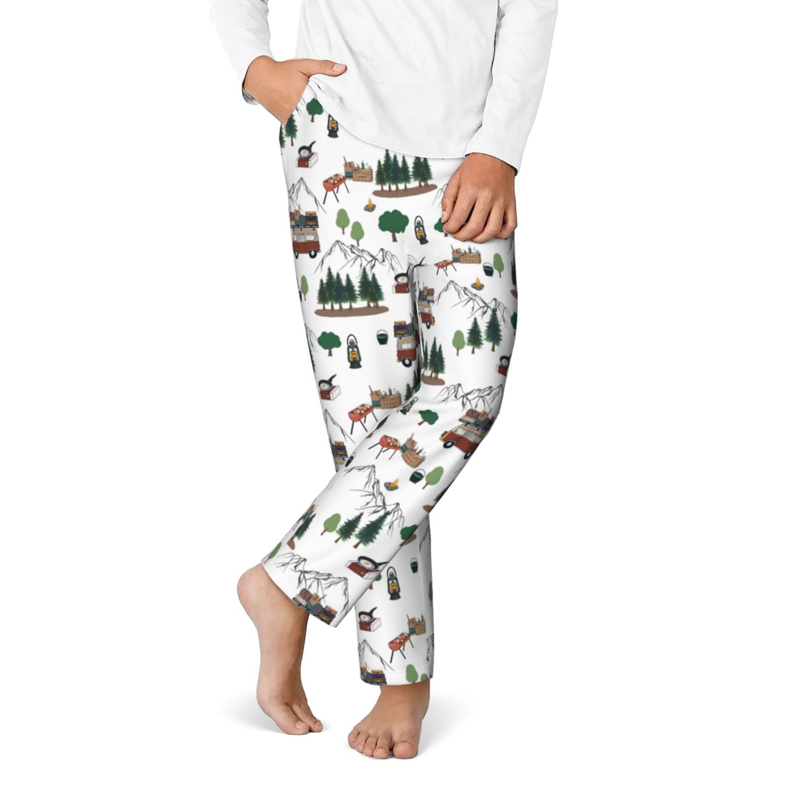 JUNZAN Camping Caravan 2 Pattern Pajama Pants for Boys Girls,Sleep ...