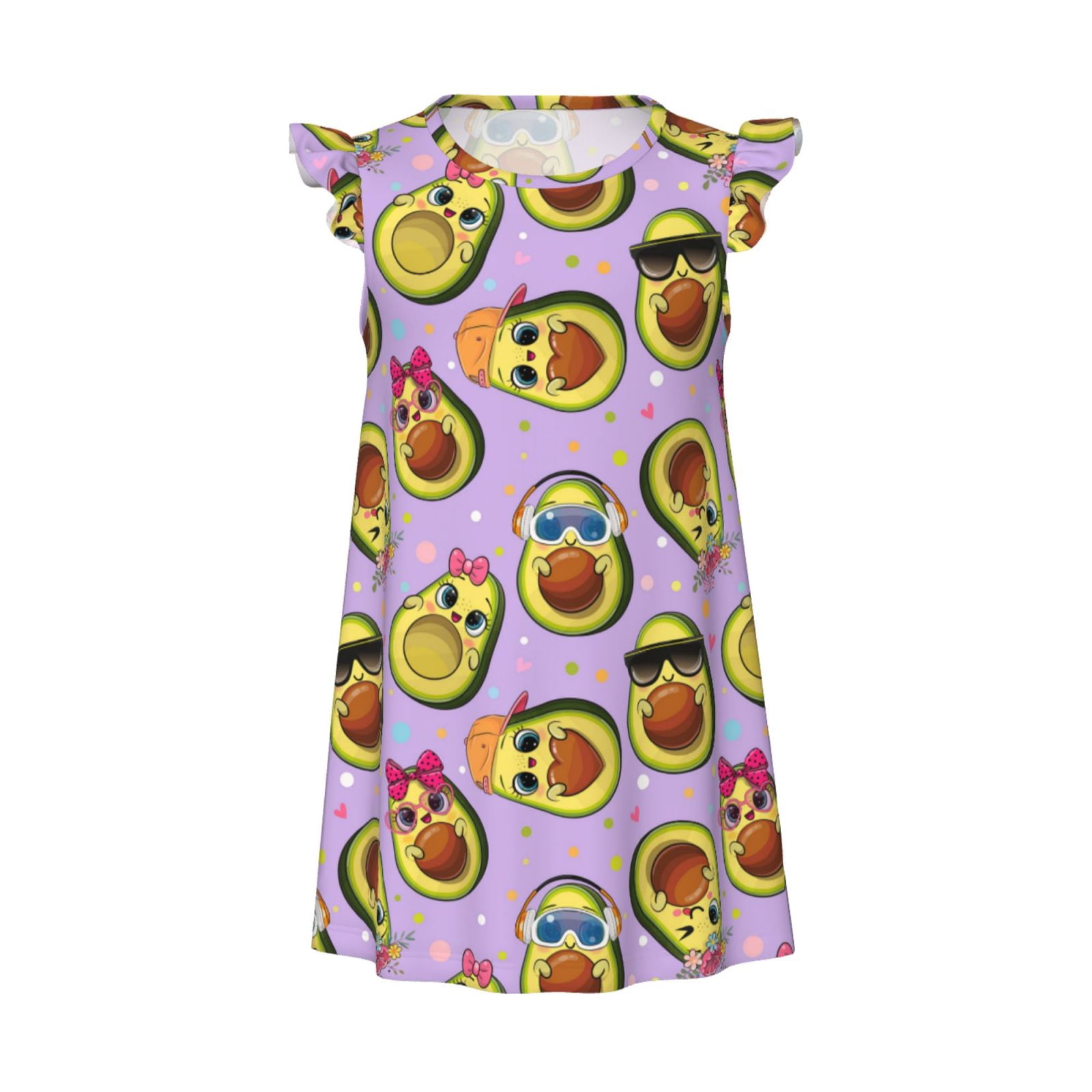 JUNZAN Cartoon Avocados Print Girls Nightgown Pajamas - Soft Toddler ...