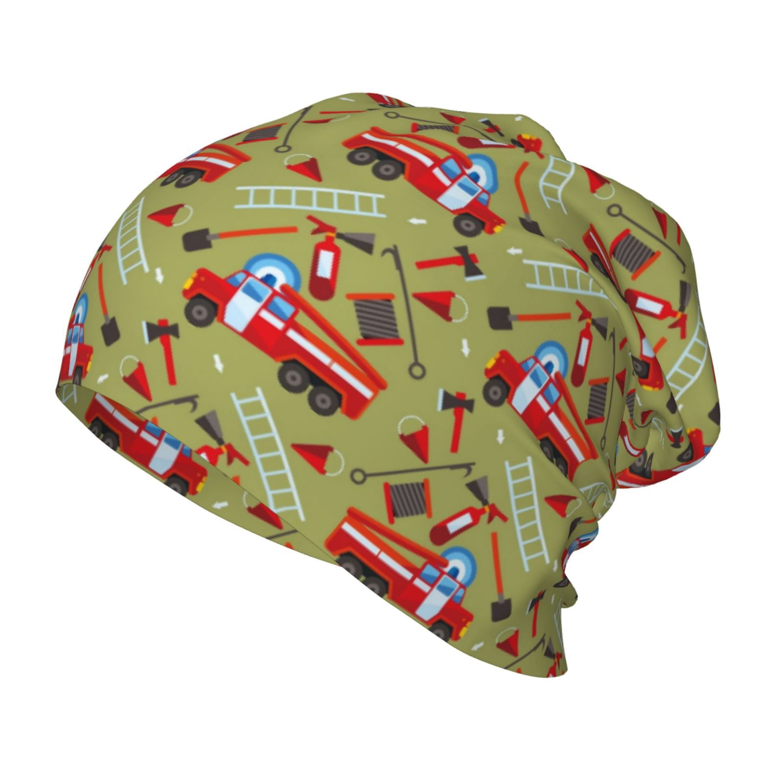 JUNZAN Cartoon Fire Truck Pattern Kid's Soft Beanie Hat Toddlers Winter ...