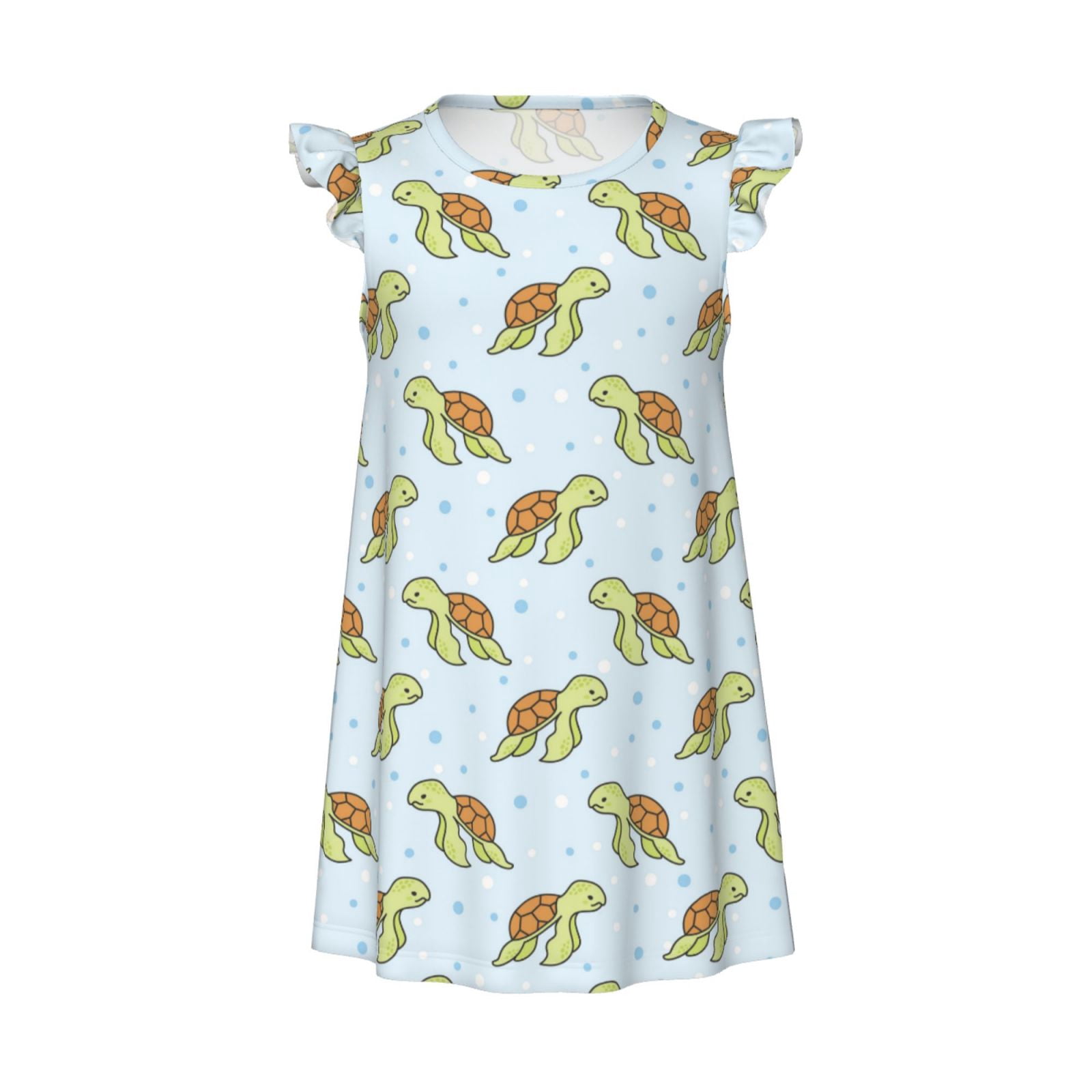 JUNZAN Cartoon Sea Turtle Print Girls Nightgown Pajamas - Soft Toddler ...