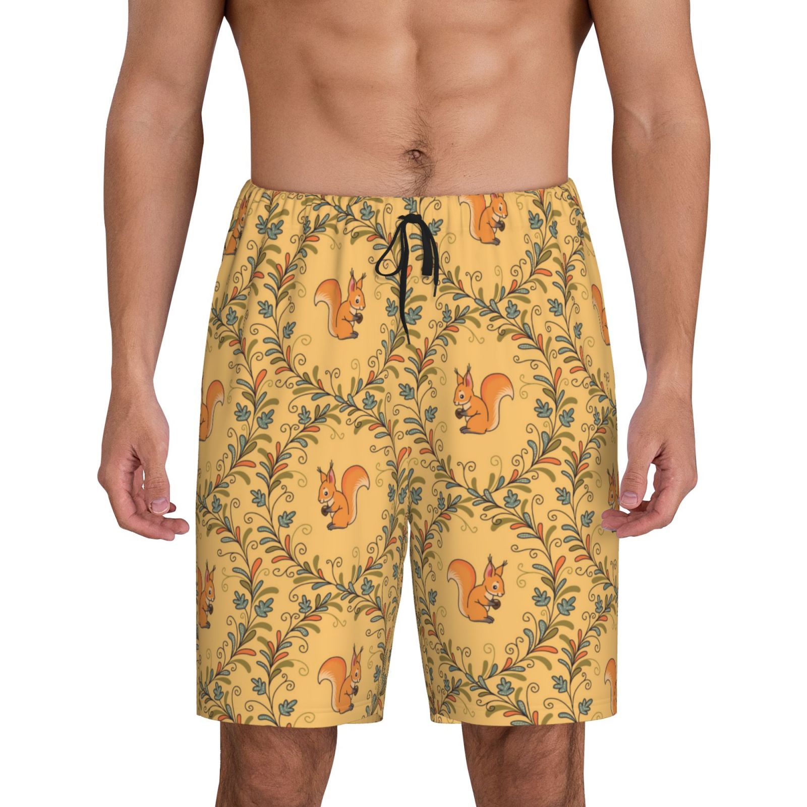 JUNZAN Cartoon Squirrel Pattern Sleep Pajama Shorts for Men,Men's ...